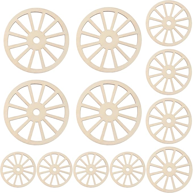 Amazon.com: 12PCS Wooden Wheels for Crafts 3 Sizes Unfinished Wooden ...