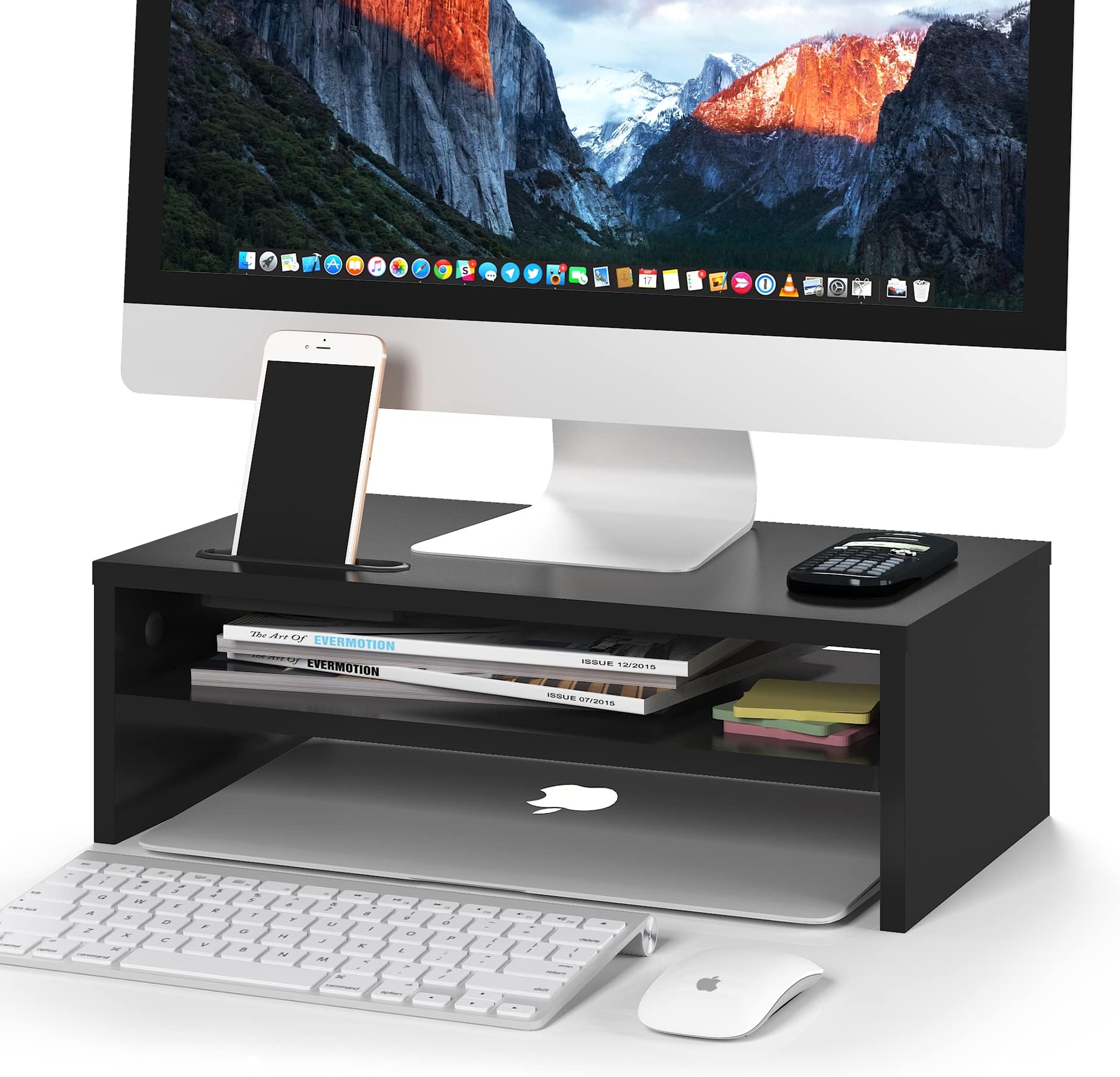 Amazon Basics Wood Monitor Stand, Computer Riser, Walnut : Amazon.co.uk ...