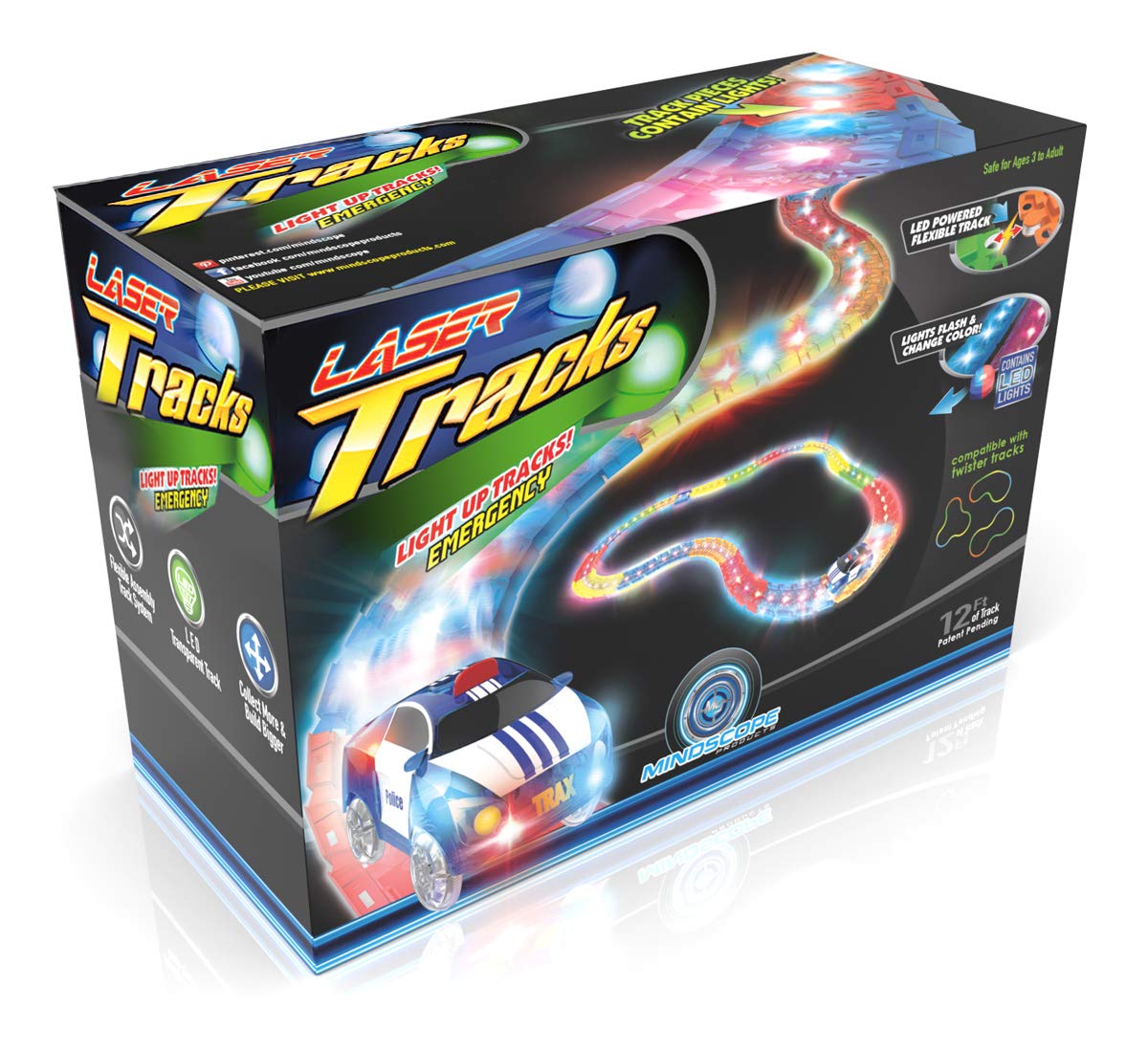 Buy Mind LED Laser Twister Tracks 12 Feet of Light Up Flexible Track ...