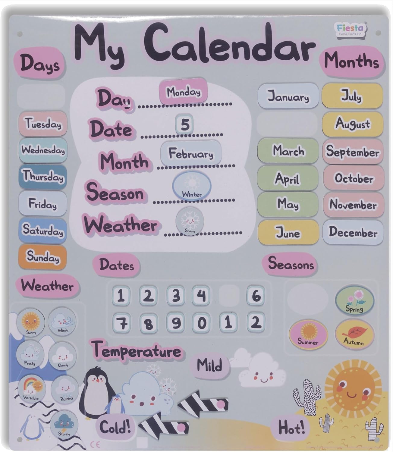 Fiesta Crafts Magnetic Calendar Large Activity Board - Interactive Kids ...