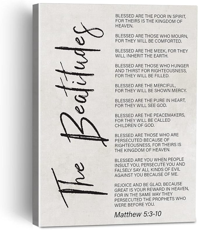 Amazon.com: the Beatitudes Bible Verse Canvas Painting Framed Wall Art ...