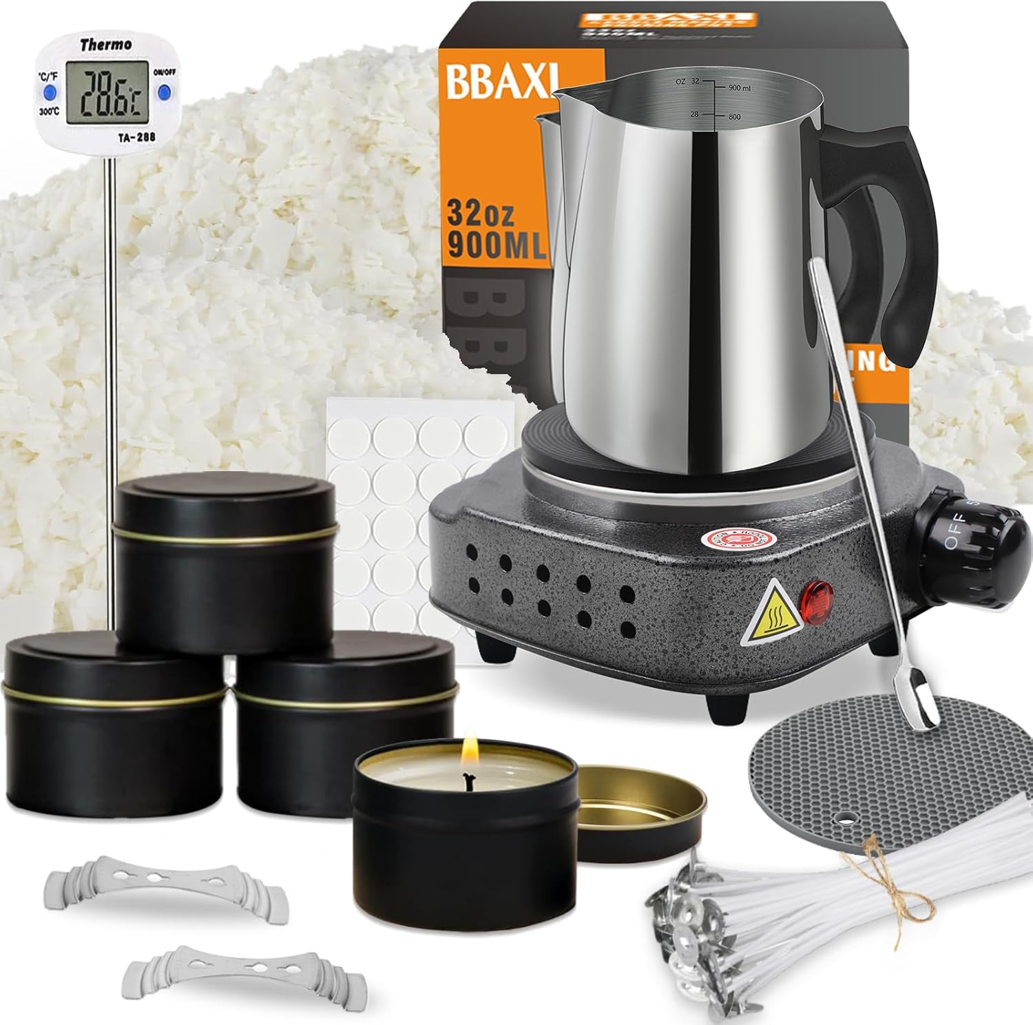 Amazon.com: BBAXI Candle Making Kit with Electronic Hot Plate,Candle ...