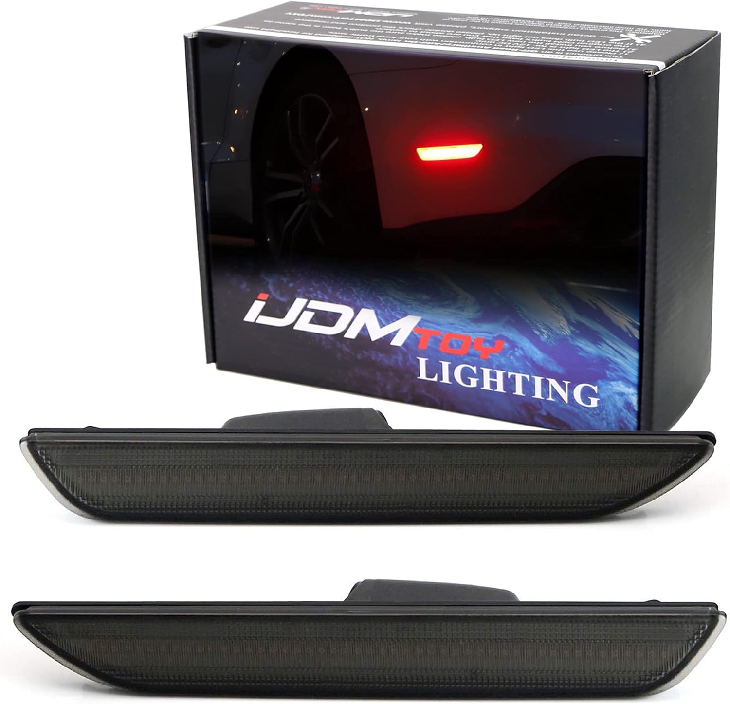 iJDMTOY Smoked Lens Red Full LED Rear Side Marker Light Kit Compatible ...