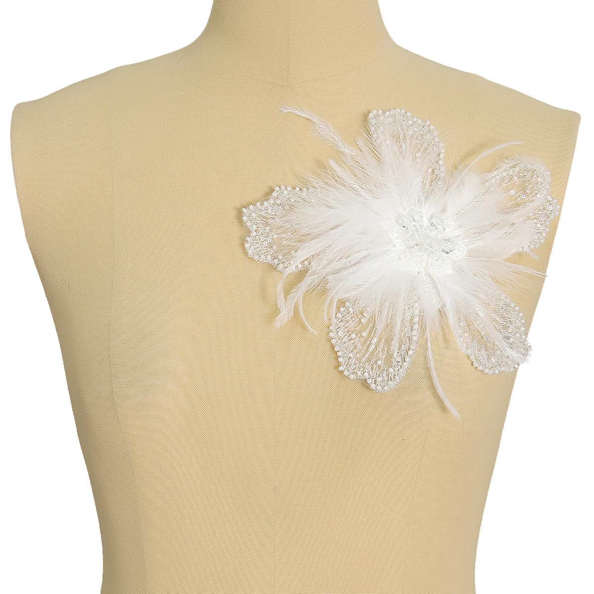 Snapklik.com : White Feather Applique Embellishments For Dress Clothes ...