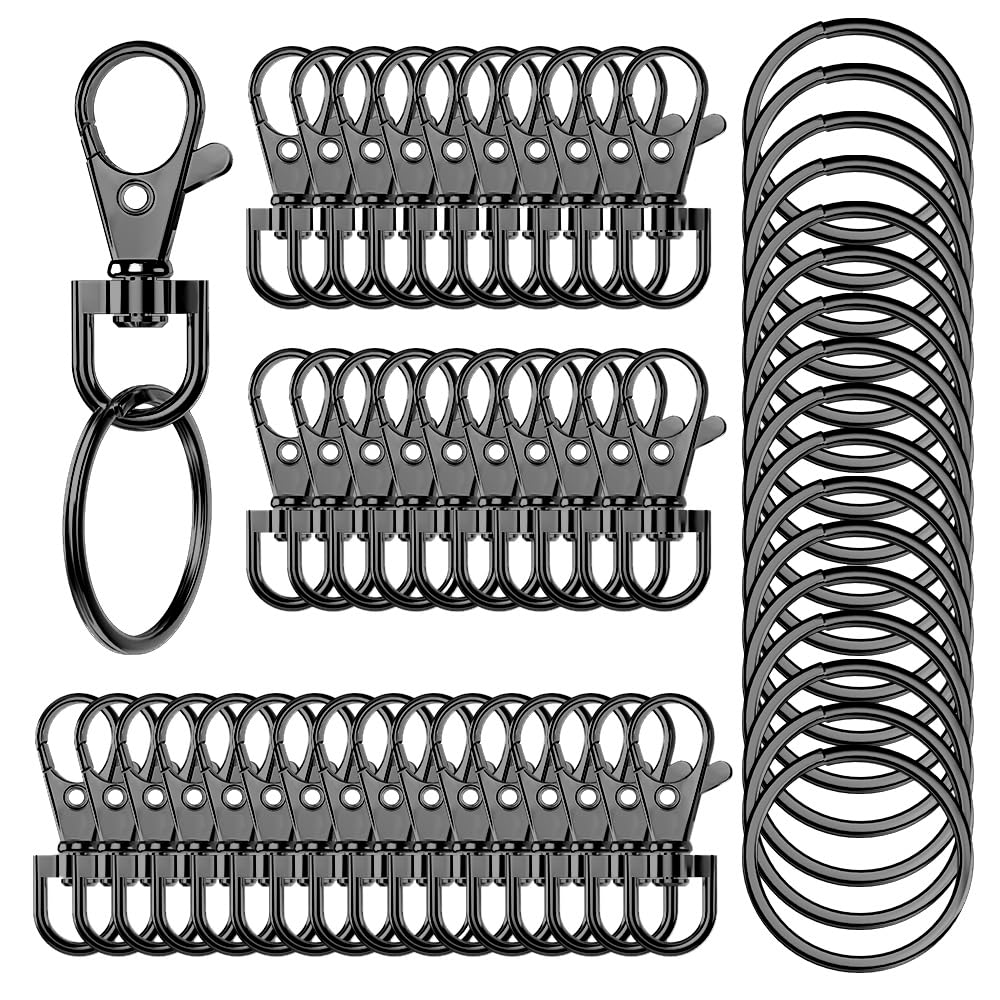Amazon.com: 100PCS Premium Swivel Snap Hook Keychains with Key Rings ...