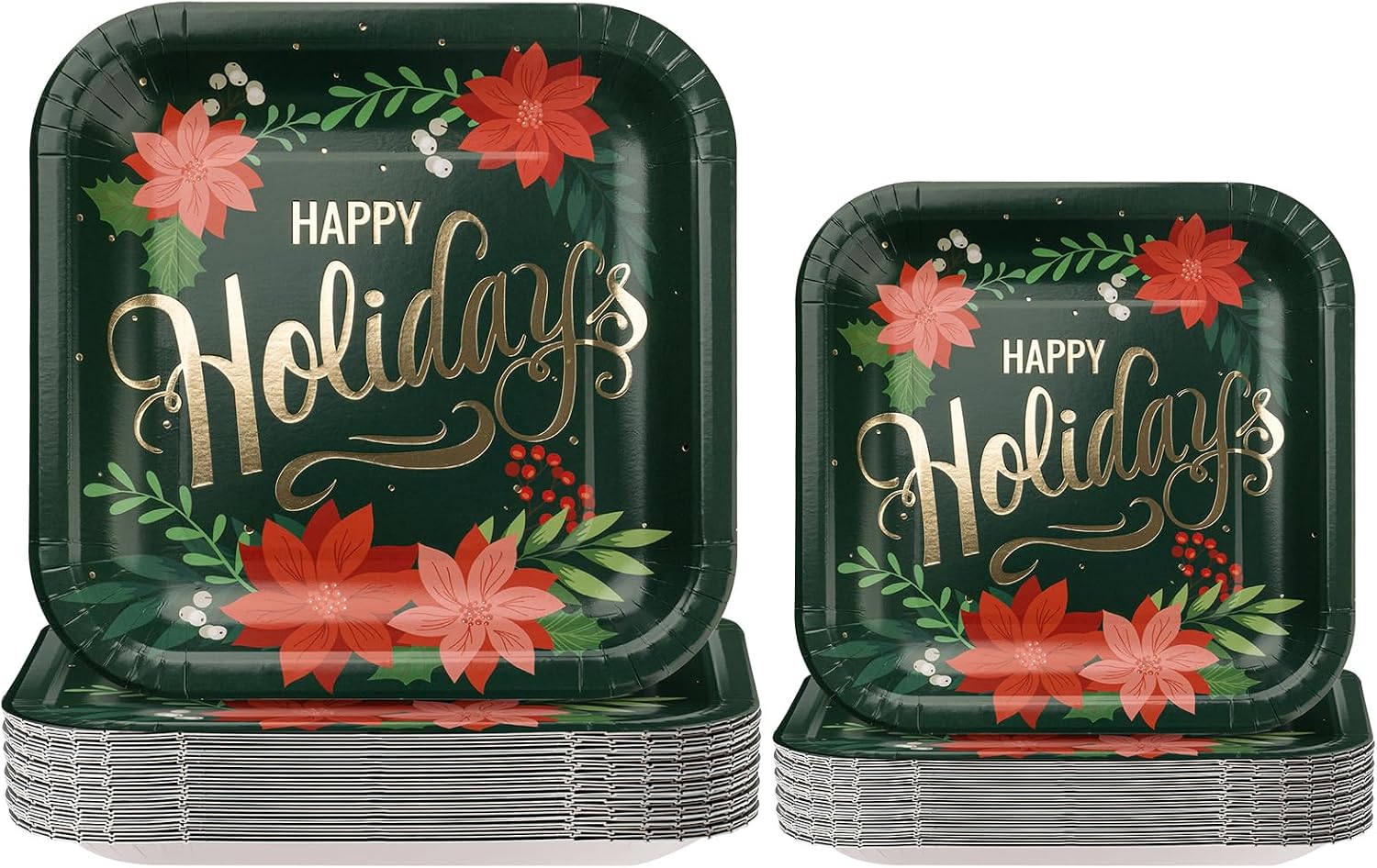 Amazon.com: WRAPAHOLIC 50Pcs Christmas Paper Plates - 9" and 7" Floral ...