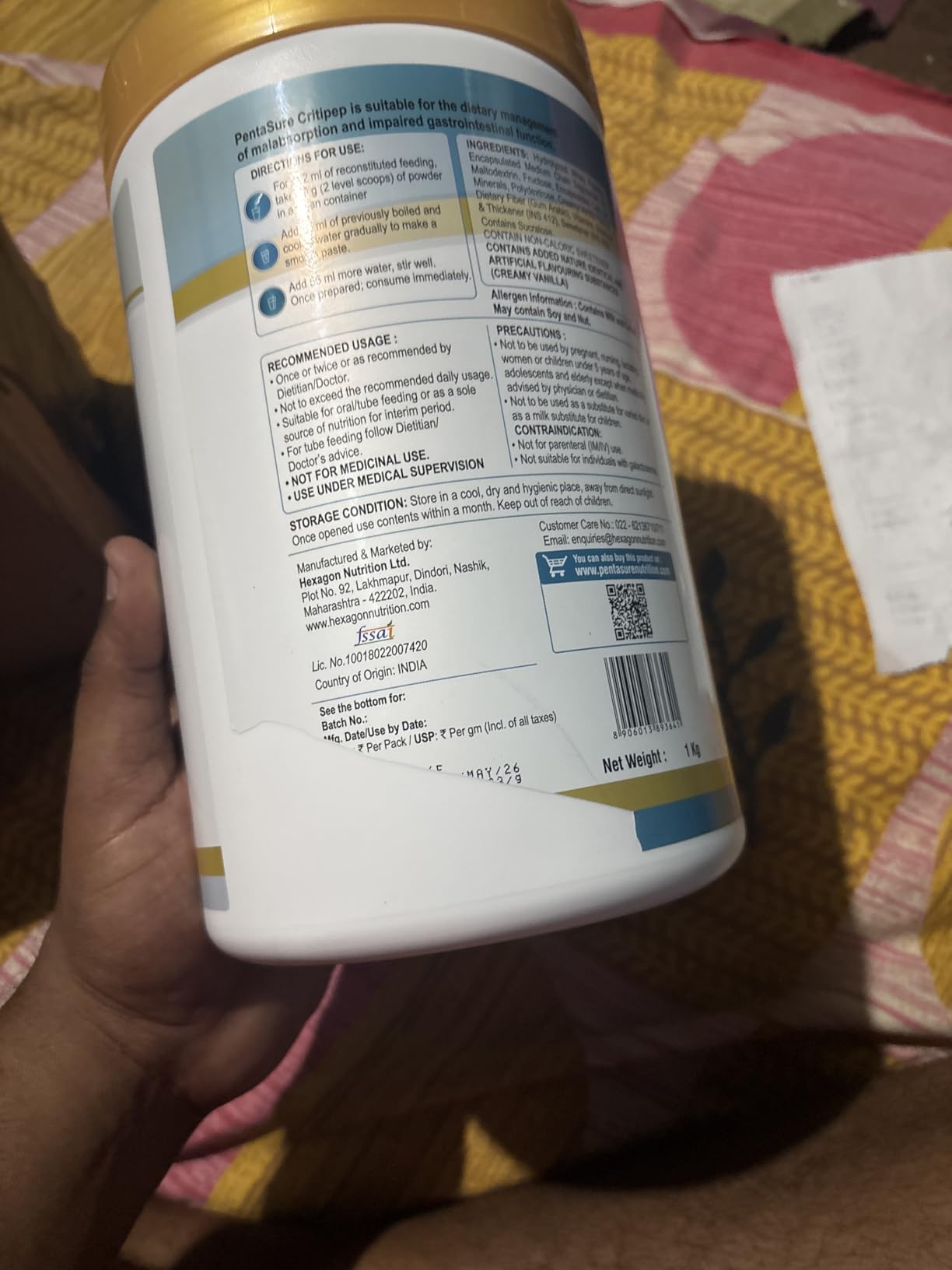 PentaSure CRITIPEP Peptide Diet - Creamy Vanilla Flavour 1Kg : Amazon ...