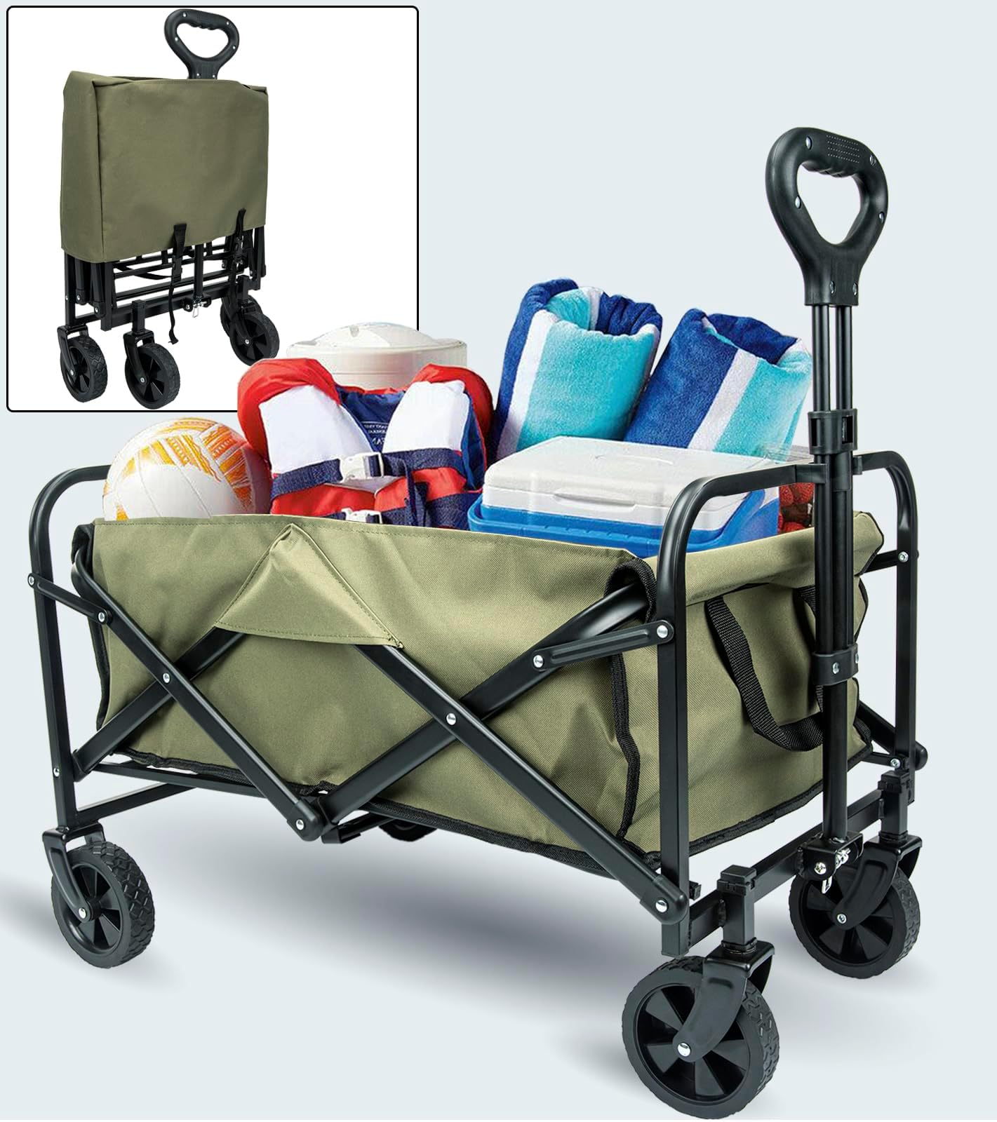 Amazon.com : 330lbs Collapsible Folding Wagon Cart Heavy Duty Outdoor ...