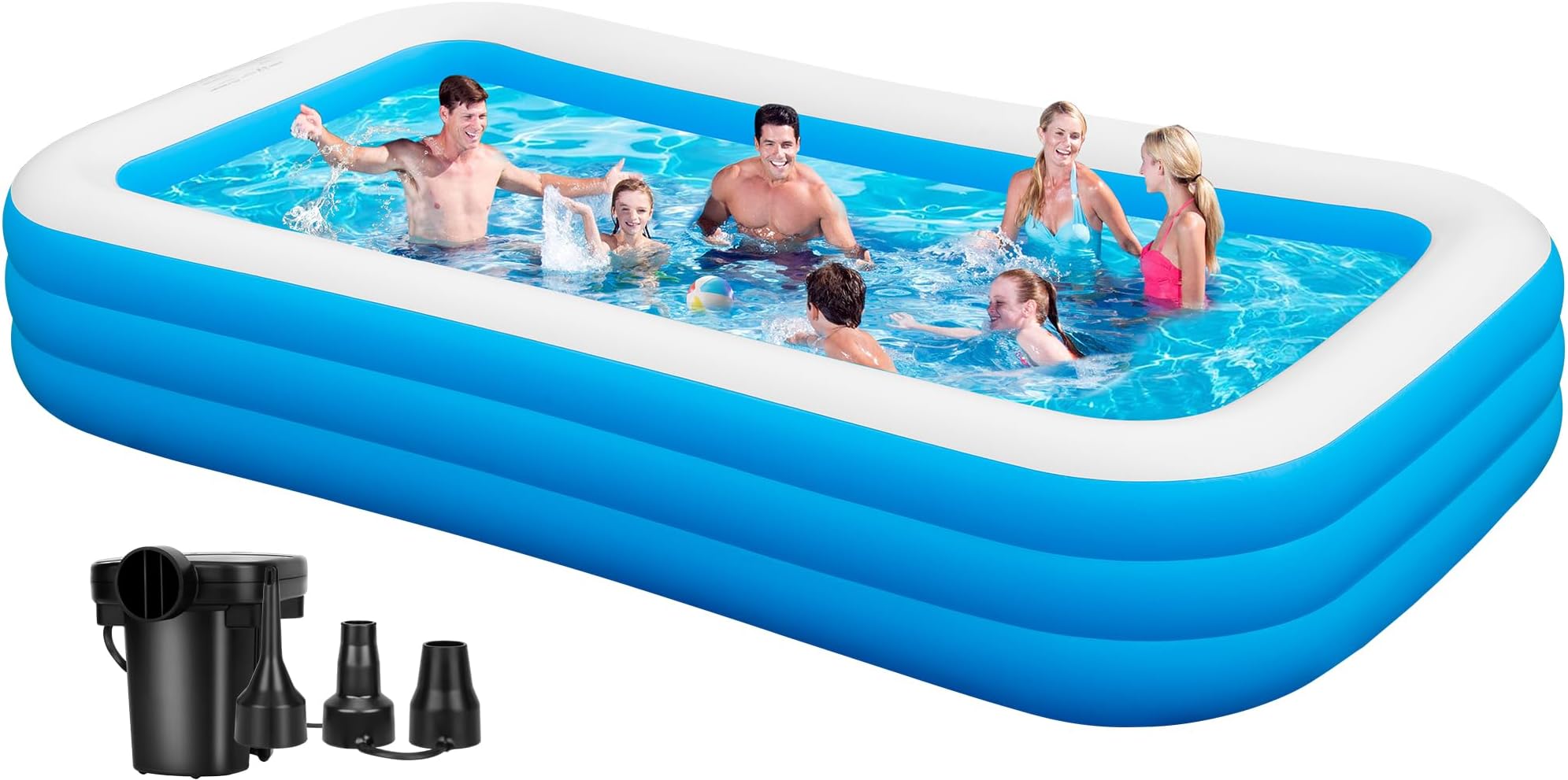 Amazon.com: Extra Large Inflatable Swimming Pool with Pump for Adults ...