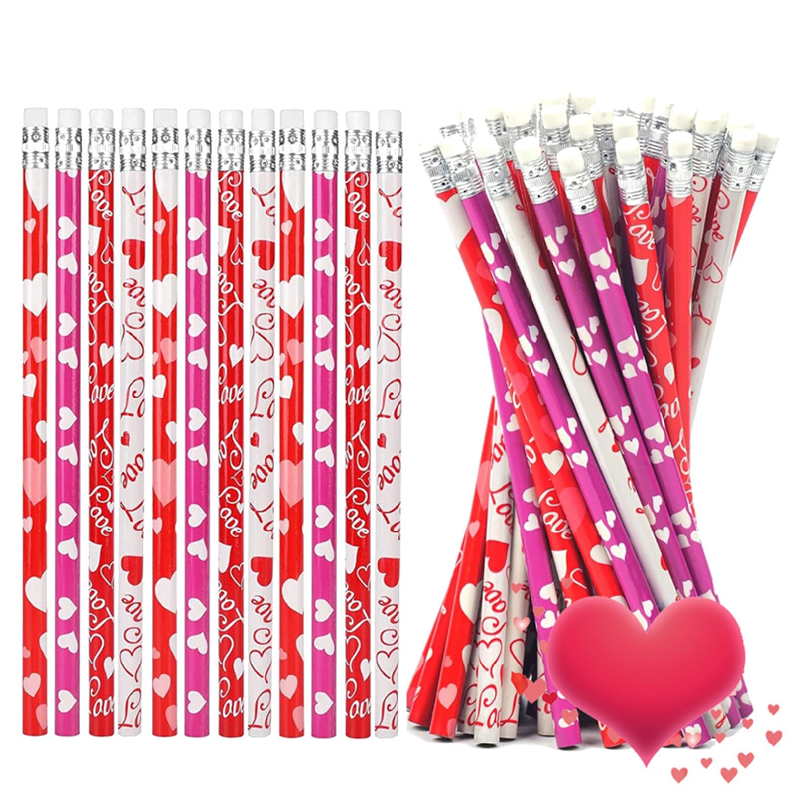 Amazon.com: Hdagbnn 72PCS Valentine's Day Pencils,Wooden Heart Pencils ...