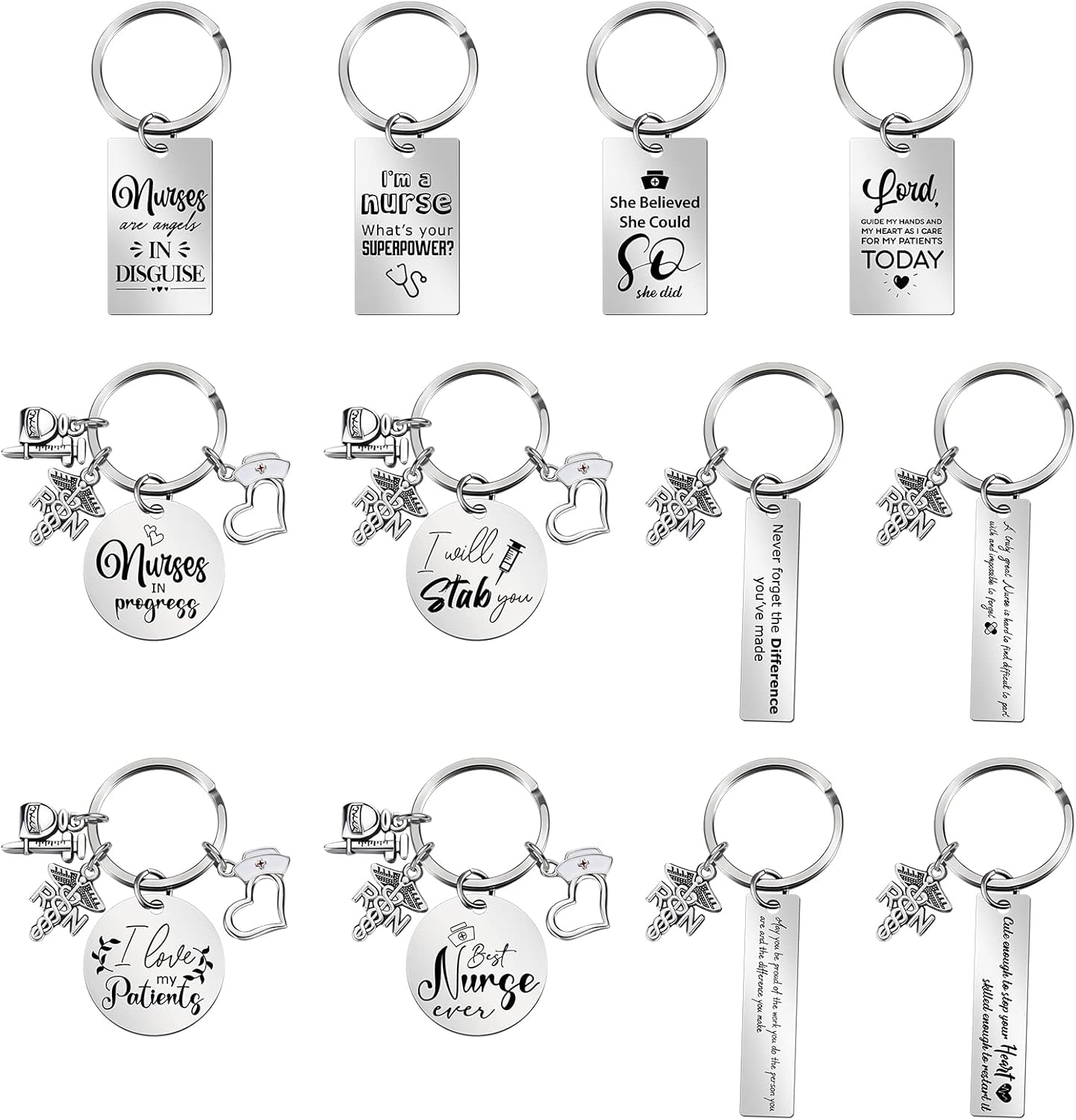 Amazon.com: Yinkin 12 Pcs Bulk Nurse Keychain Nurse Appreciation Gifts ...