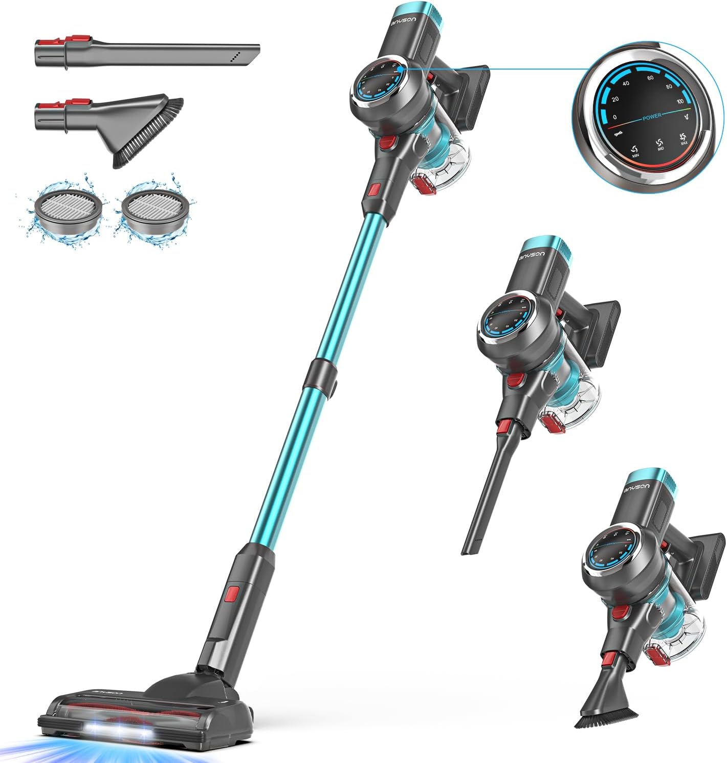 Amazon.de: Anyson Akku Staubsauger, 45KPA/550W Staubsauger Kabellos,60 ...