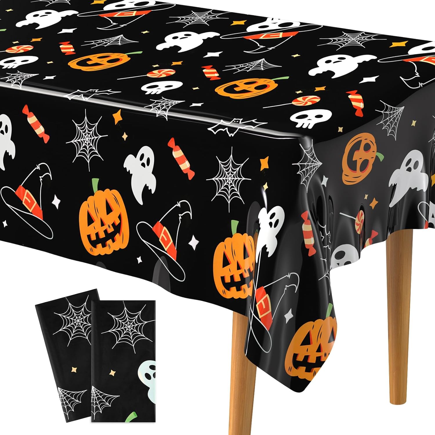 Amazon.com: PLULON 2Pack Halloween Tablecloths 54x108 inch Pumpkin ...