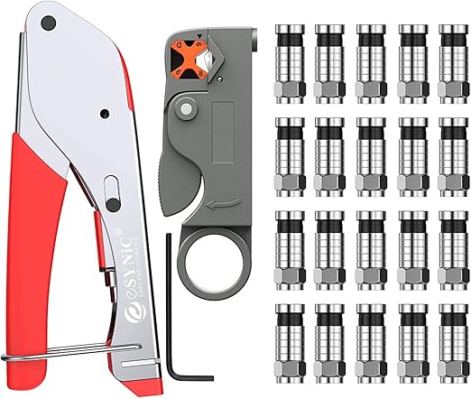 eSynic Coax Crimping Tool Coax Cable Crimper Tool Kit F-Type ...