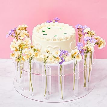 Amazon.com | Sintuff 12 Inch Clear Acrylic Floral Crown Cake Stand with ...