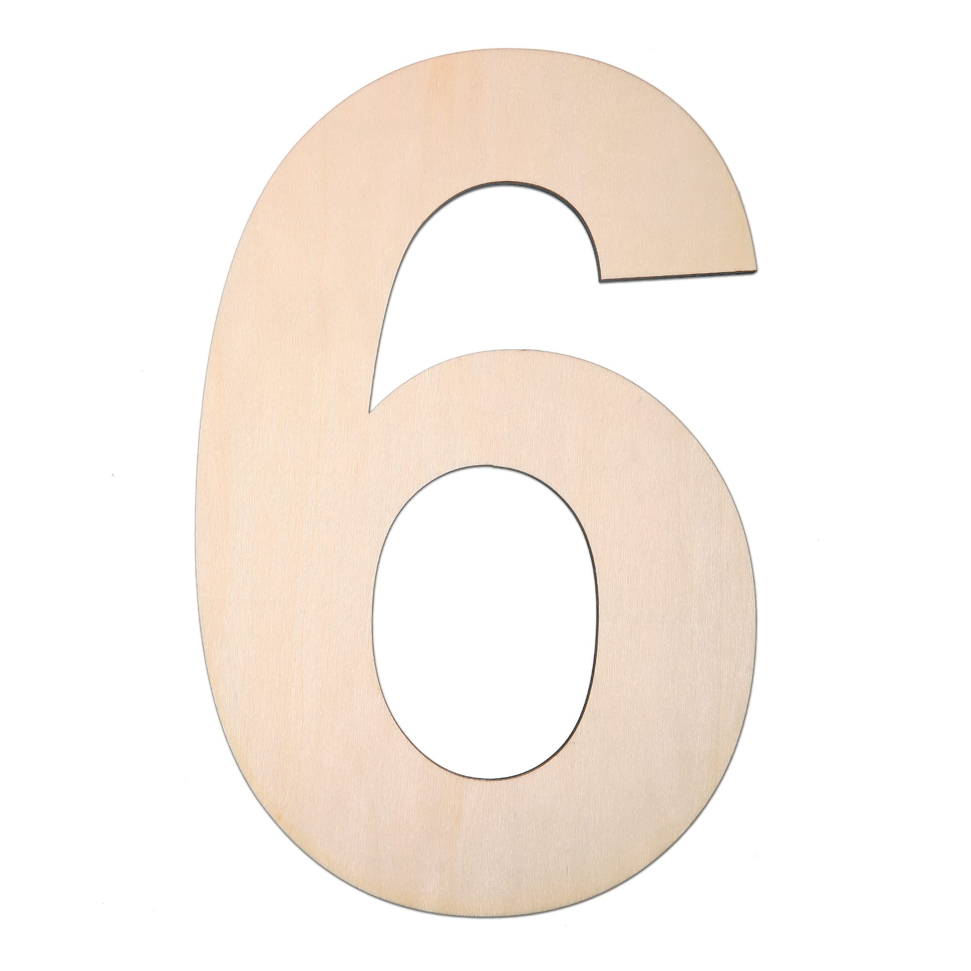 Amazon.com: 12 Inch Wooden Number 6, 1/4 Inch Thick Large Unfinished ...