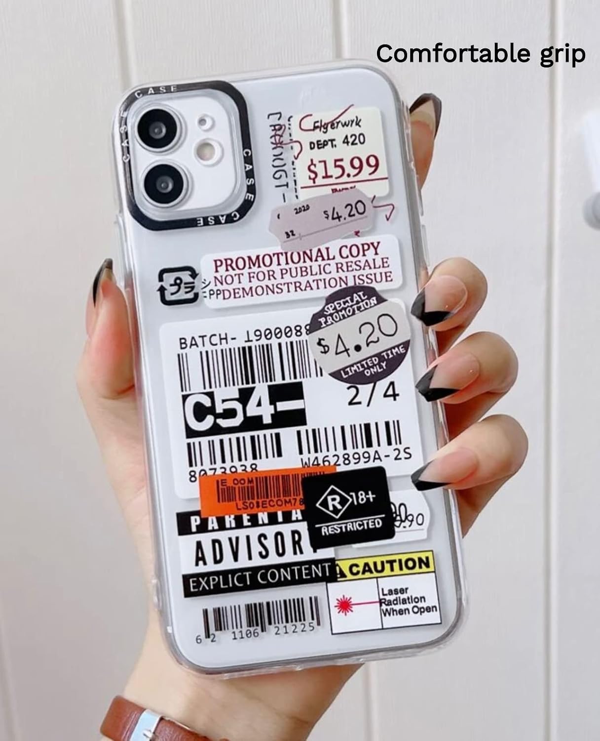 iPhone 12 Pro Max Pattern Stamp Label Barcode Clear Case with Full Body ...