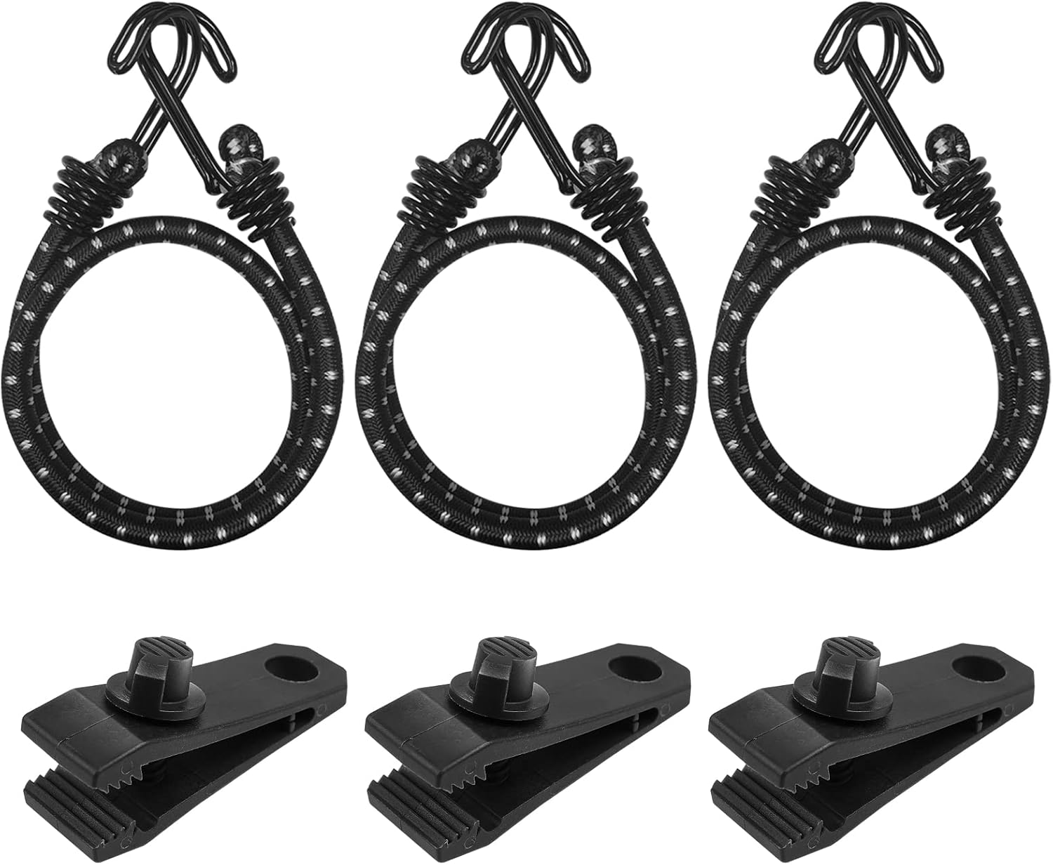 Vashly Bungee Cords with Hooks 24 Inch Bungee Cords 3 PCS with Tarp ...