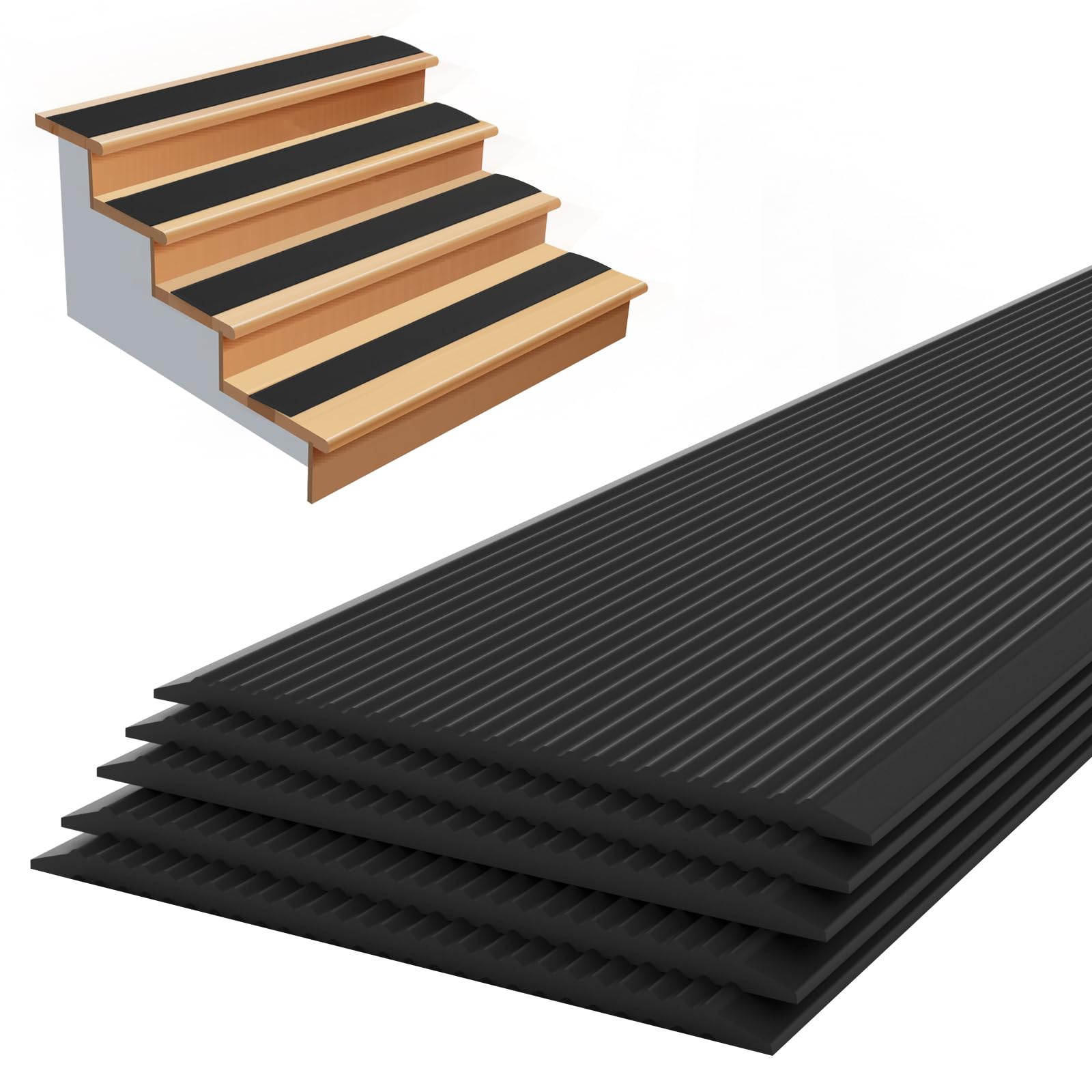 Anti Slip Stair Treads 2x39.6in (5-Pack) - Suitable for Outdoor/Indoor ...