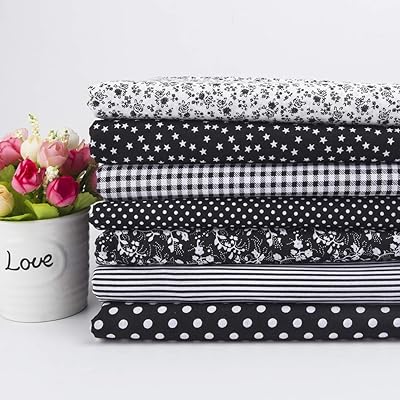 Amazon.com: OZXCHIXU 7PCS/lot Black Series Floral Cotton Craft Fabric ...
