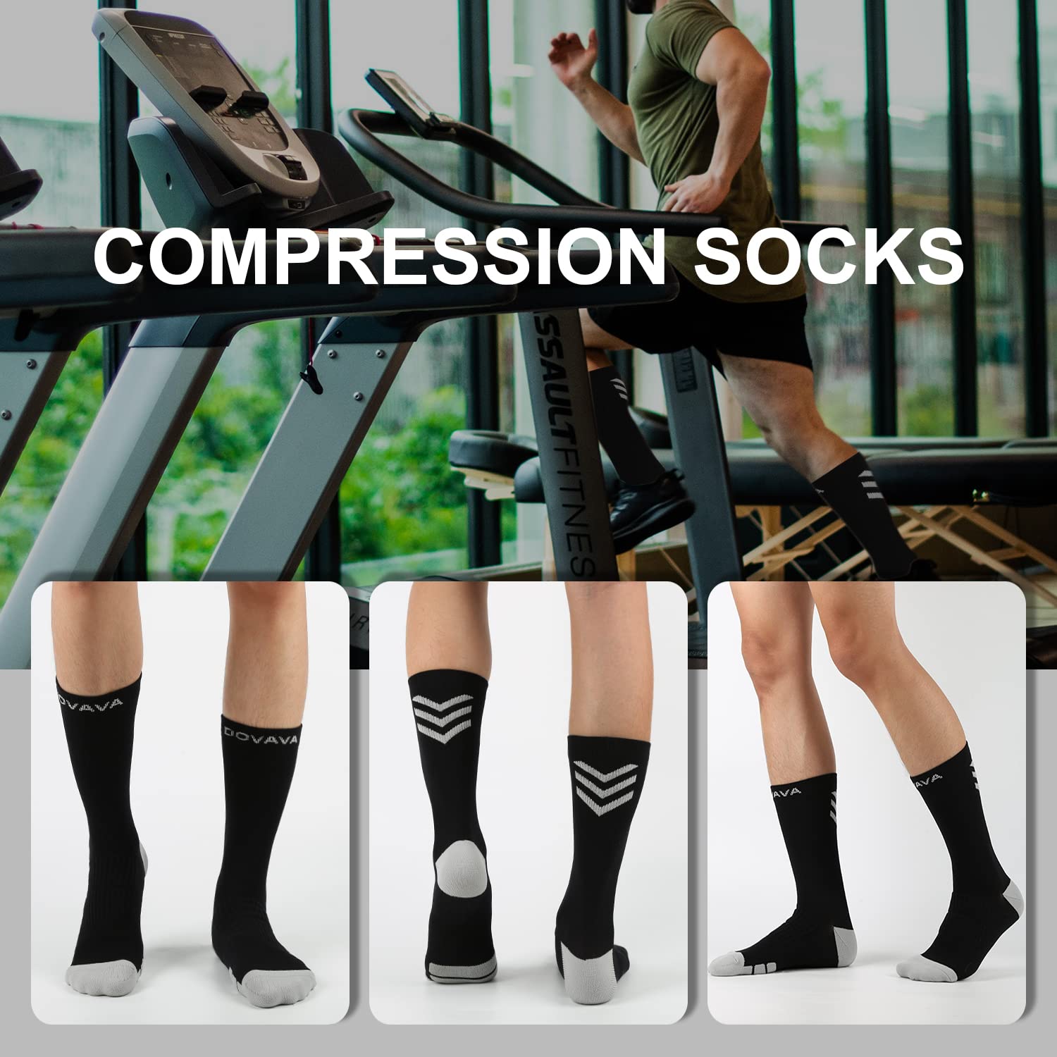 Snapklik.com : DOVAVA Compression Crew Socks 15-20mmHg, Men Women ...