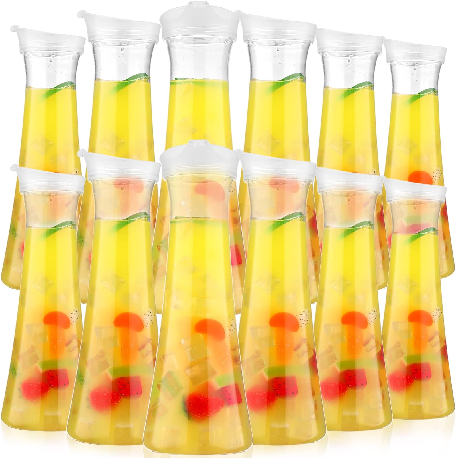 Amazon.com: 12 Pcs Water Carafe with Flip Tab Lid 34oz Clear Plastic ...