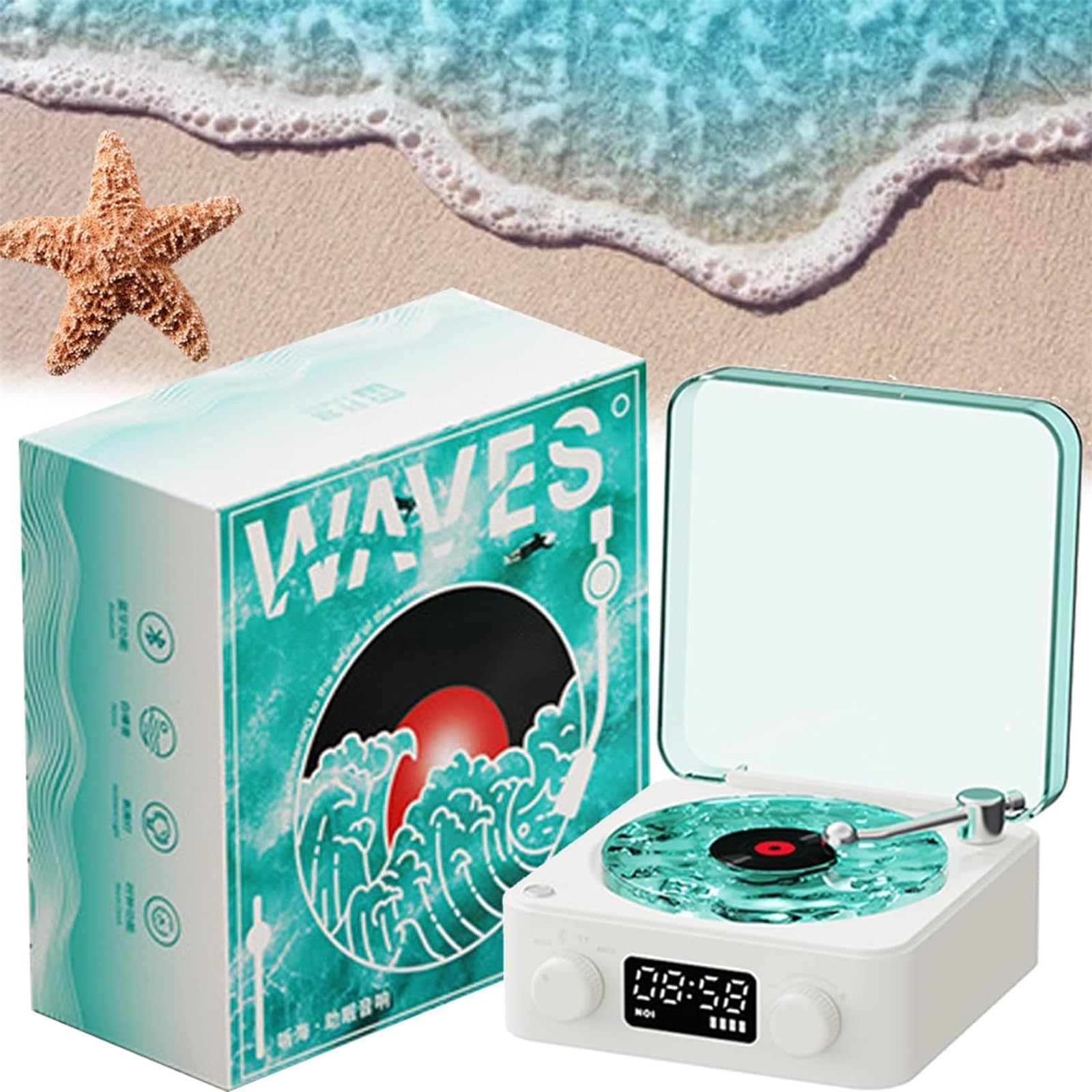 KBIBCK The Waves Vinyl Player, Waves Vintage Vinyl Record Player, Bluetooth Vinyl Record Player ...