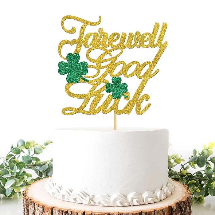 Buy Helewilk Golden Glitter Farewell Good Luck Cake Topper, Happy ...