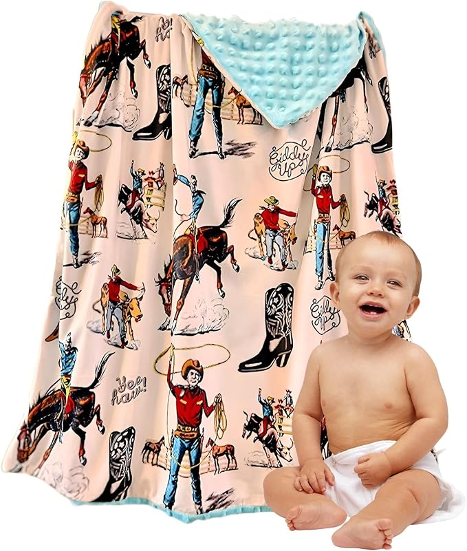 Amazon.com: Western Baby Blanket - Cowgirl Cowboy Baby Toddler Bedding ...