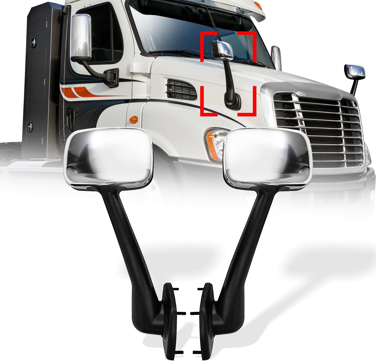 Amazon.com: Yuanone 2Pcs Hood Mirror Assembly for Freightliner Cascadia ...