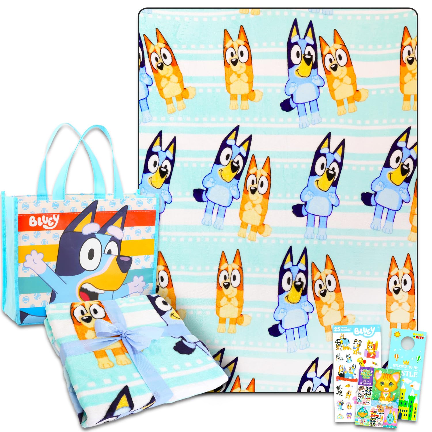 Amazon.com: Bluey Fleece Blanket and Tote Bag Set - Bundle with Soft ...