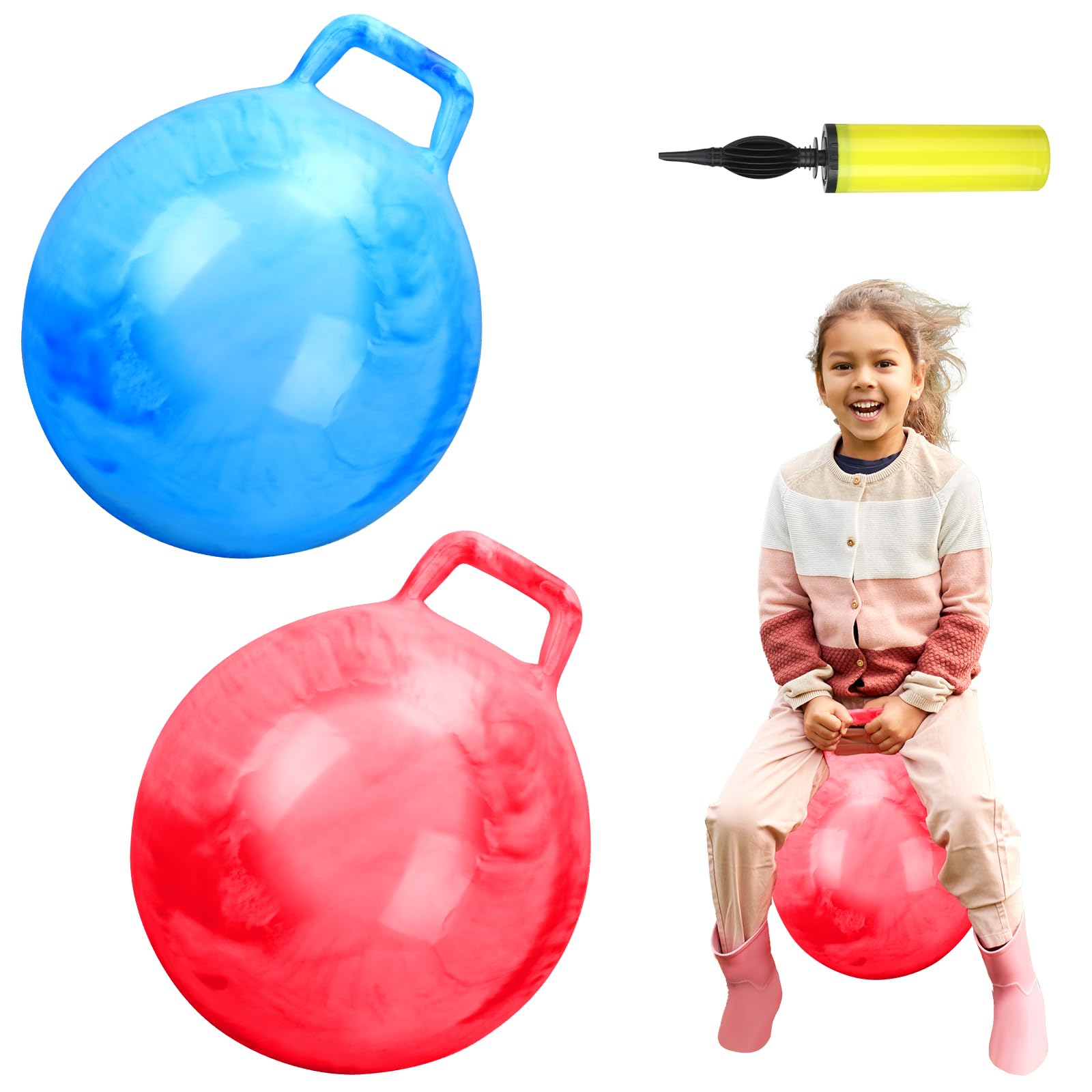 Amazon.com: Poen 2 Pcs Bouncing Ball with Handle, Hopper Ball Jumping ...