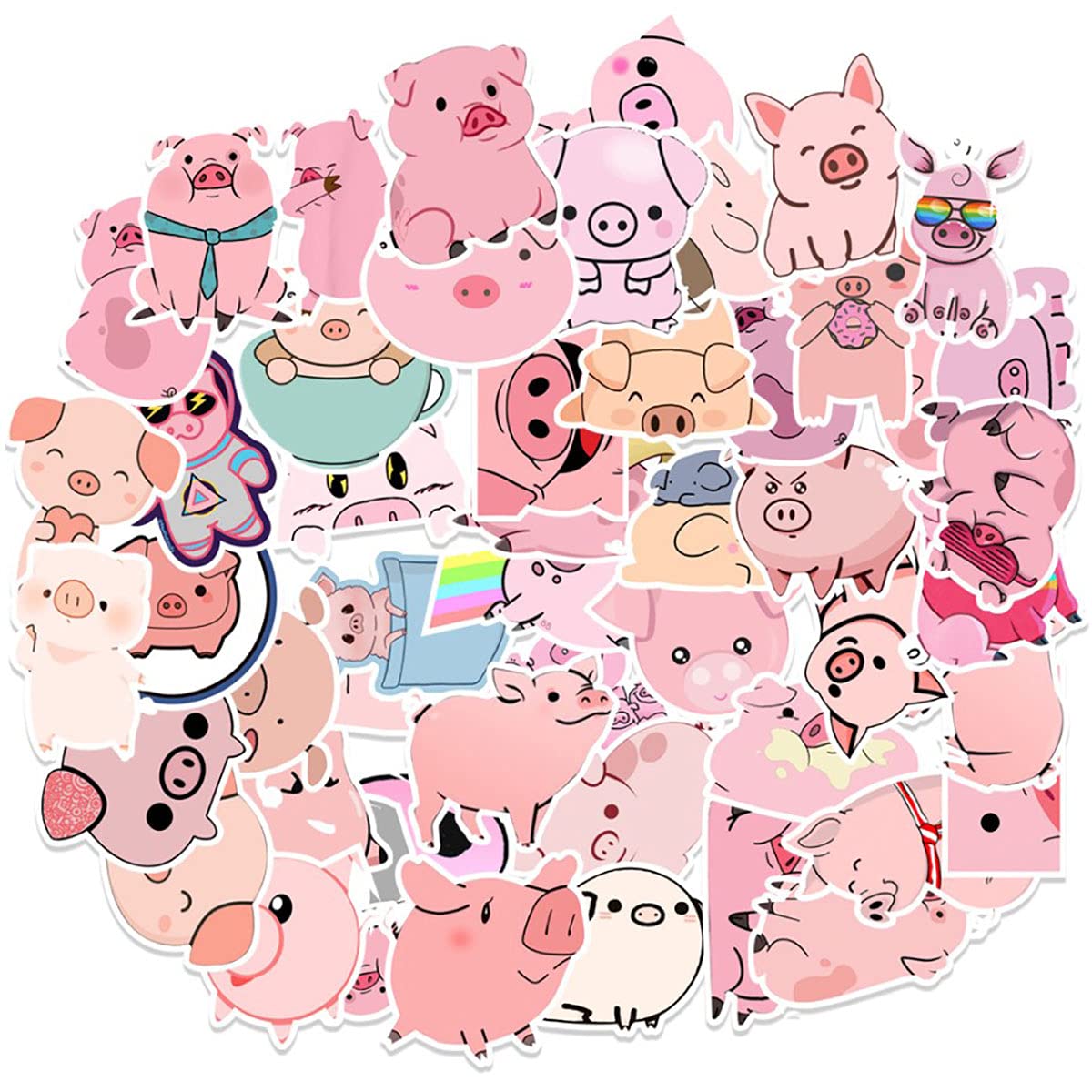 50pcs Cute Pigs Stickers Pack, Funny Cartoon Stickers for Laptop, Water ...