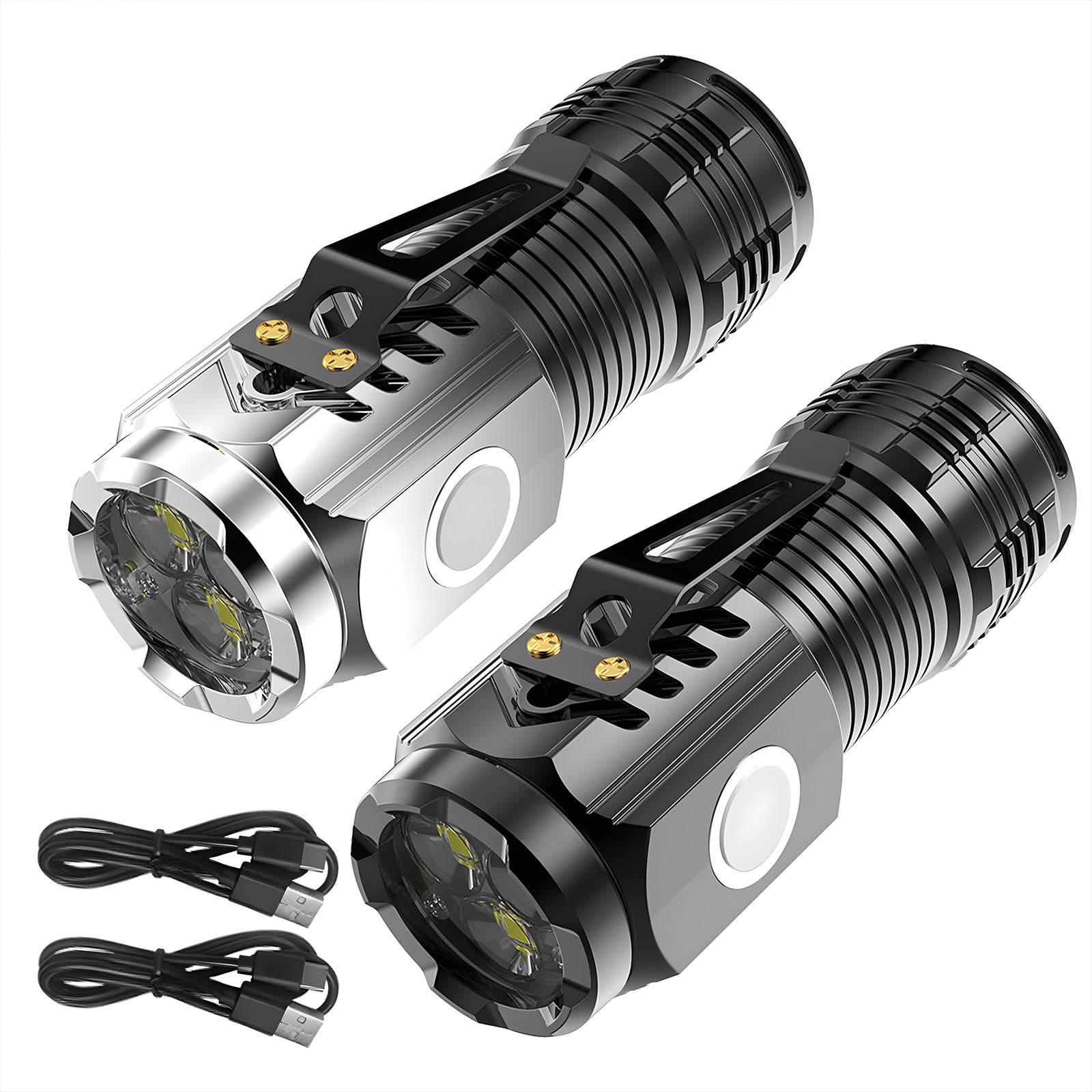 ZCOINS 2 Pack Rechargeable Mini Flashlights, Super Bright 5 Modes ...