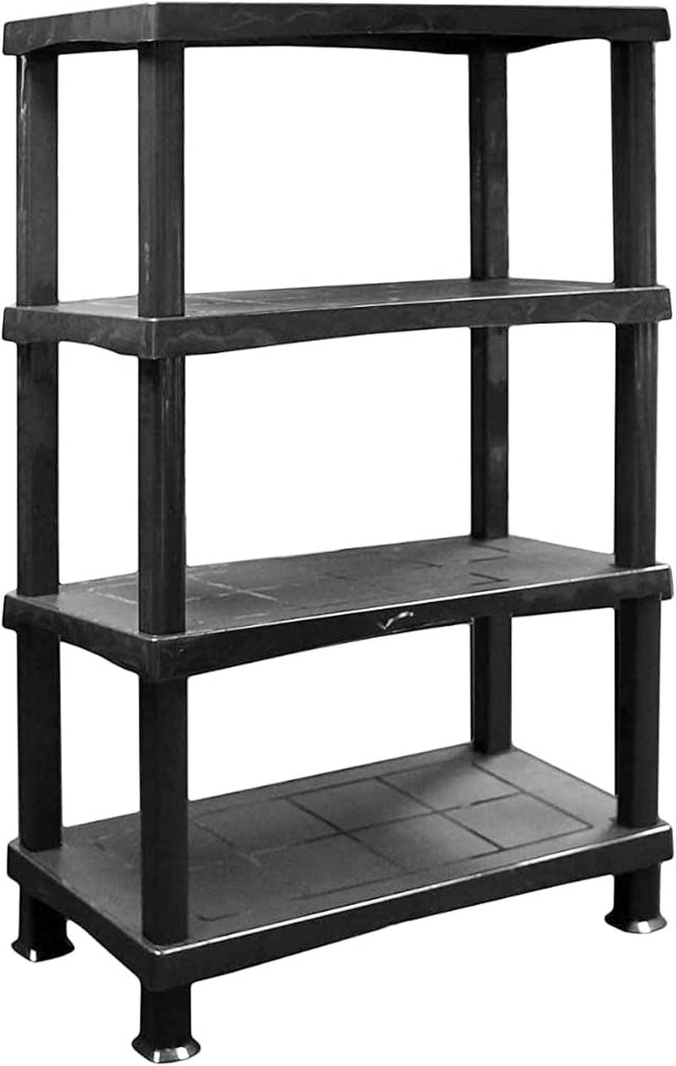 SIDSONS - 4 Tier Plastic Black Shelving Storage Unit - Free Standing ...