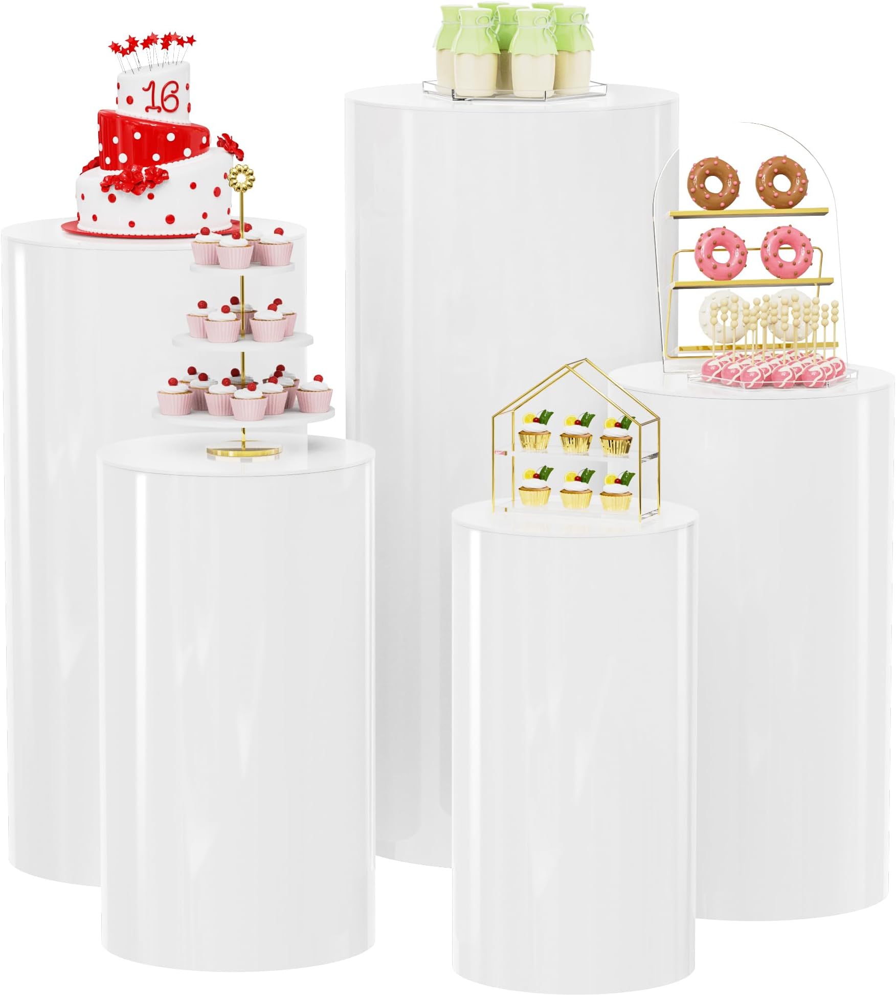 Amazon.com: Wokceer Cylinder Pedestal Stands for Party 5Pcs Large ...