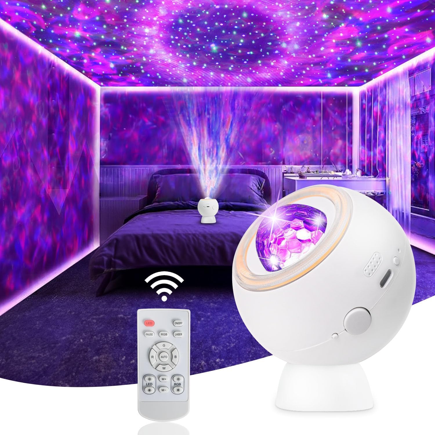 Jefedana Mini Portable Galaxy Projector with Breathing Stars, Dynamic ...