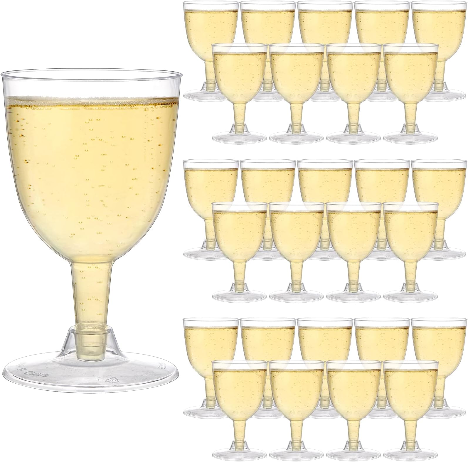 ZENFUN Lot de 75 verres à vin jetables en plastique avec tige, 150 ml ...