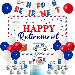 Amazon.com: Mailman Retirement Party Decorations Red Blue Mail Happy ...