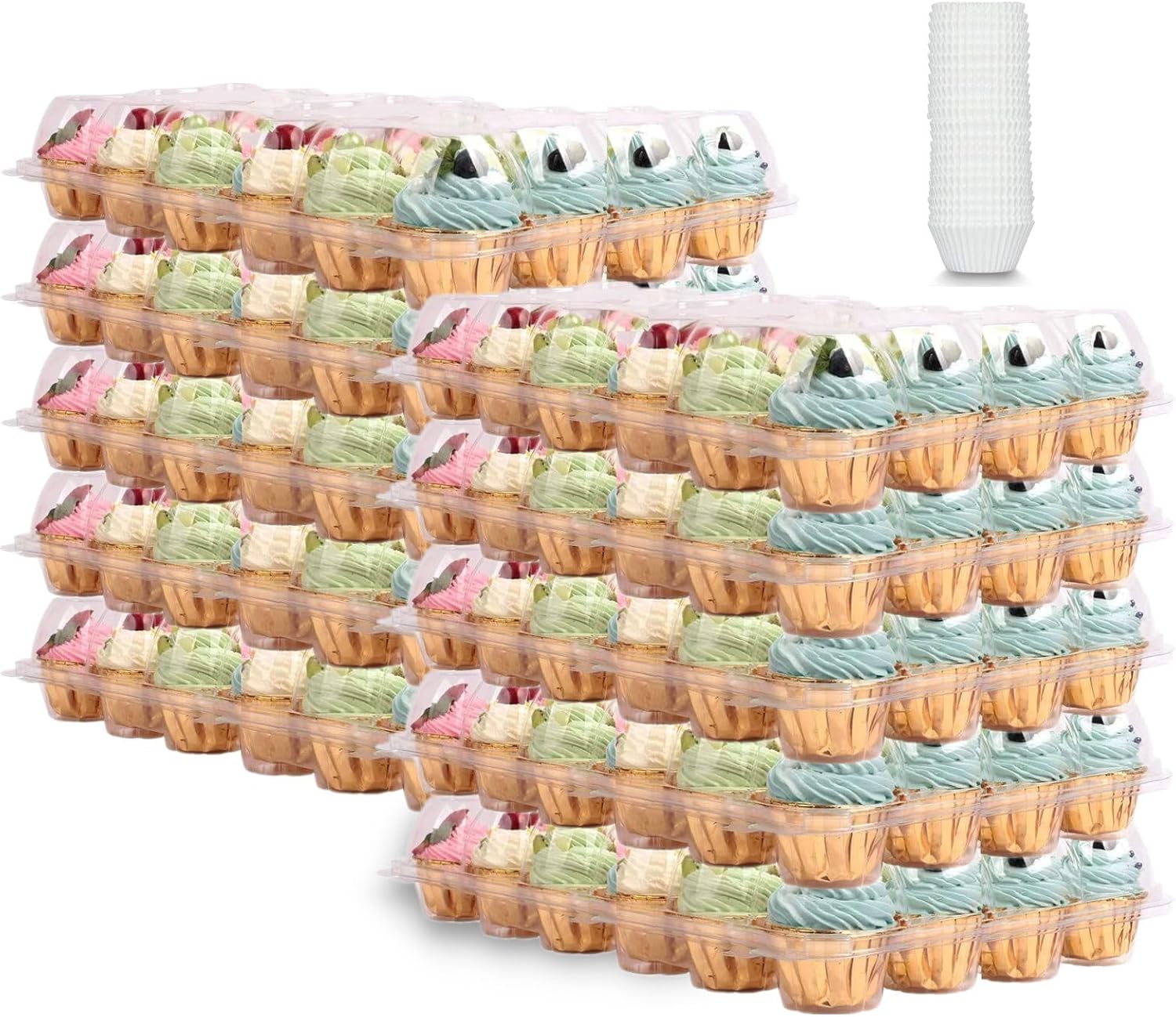 Amazon.com: ZWYSLFCY (24 Pack x 10 Sets) Stackable Cupcake Carrier ...