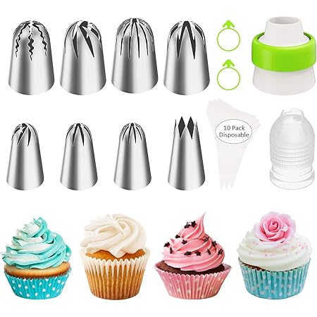 Amazon.com: Kayaso Cake Decorating Icing Piping Tip Set, 10 X-large ...