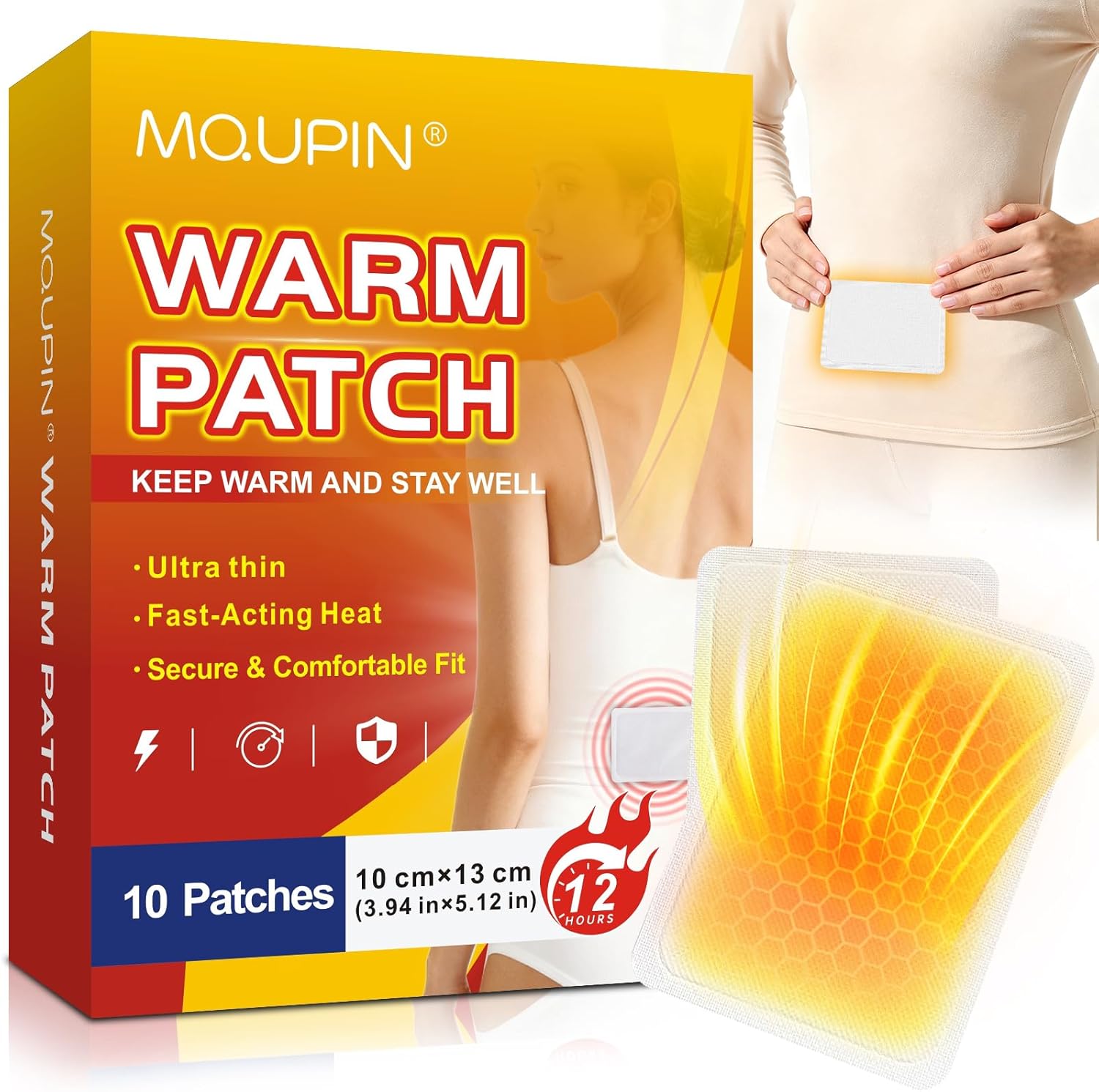 MQUPIN Deep Heat Patches, 10 Pieces Ultra Thin Heat Pads for Back ...