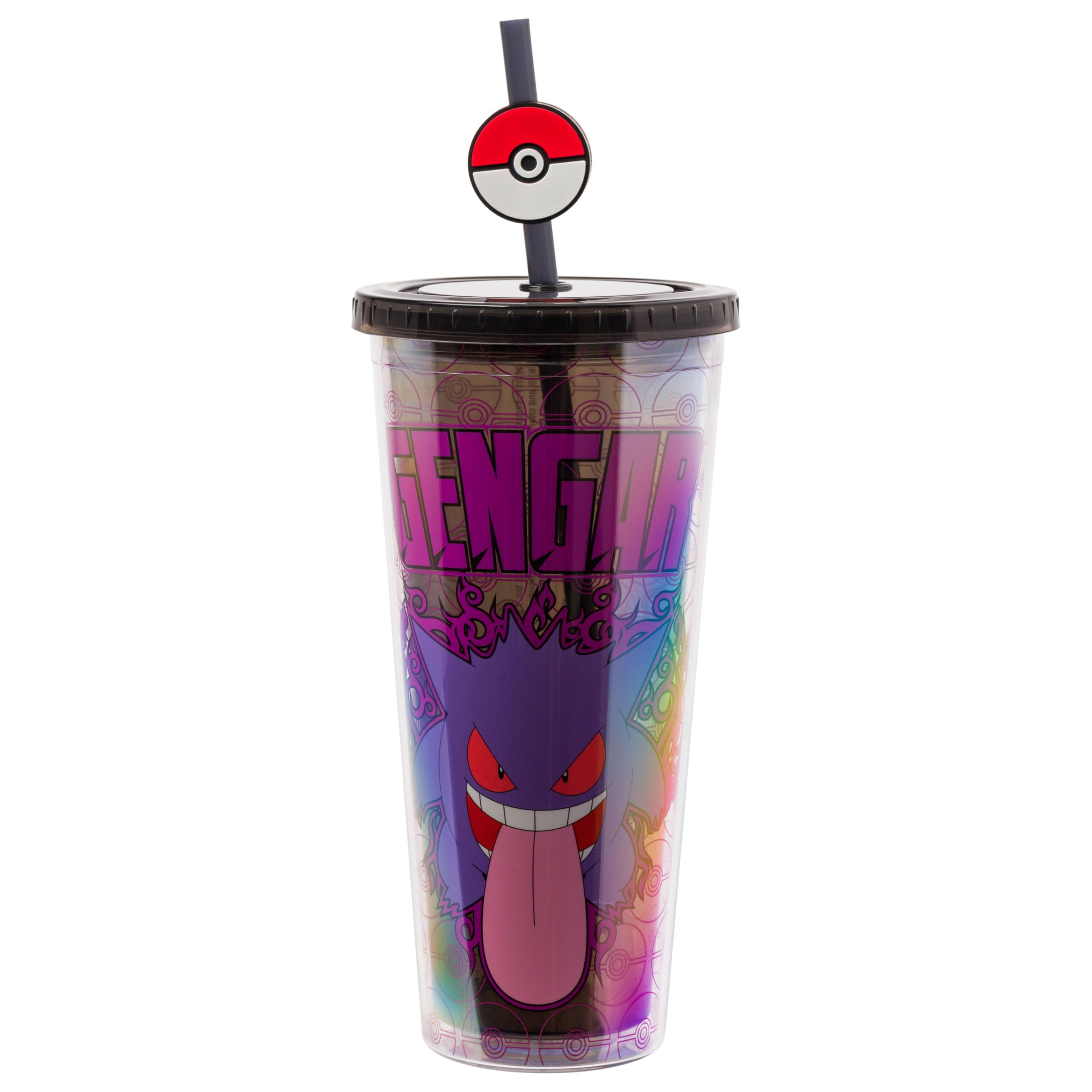 Silver Buffalo Pokemon - Taza fría de plástico con tapa y pajita con ...