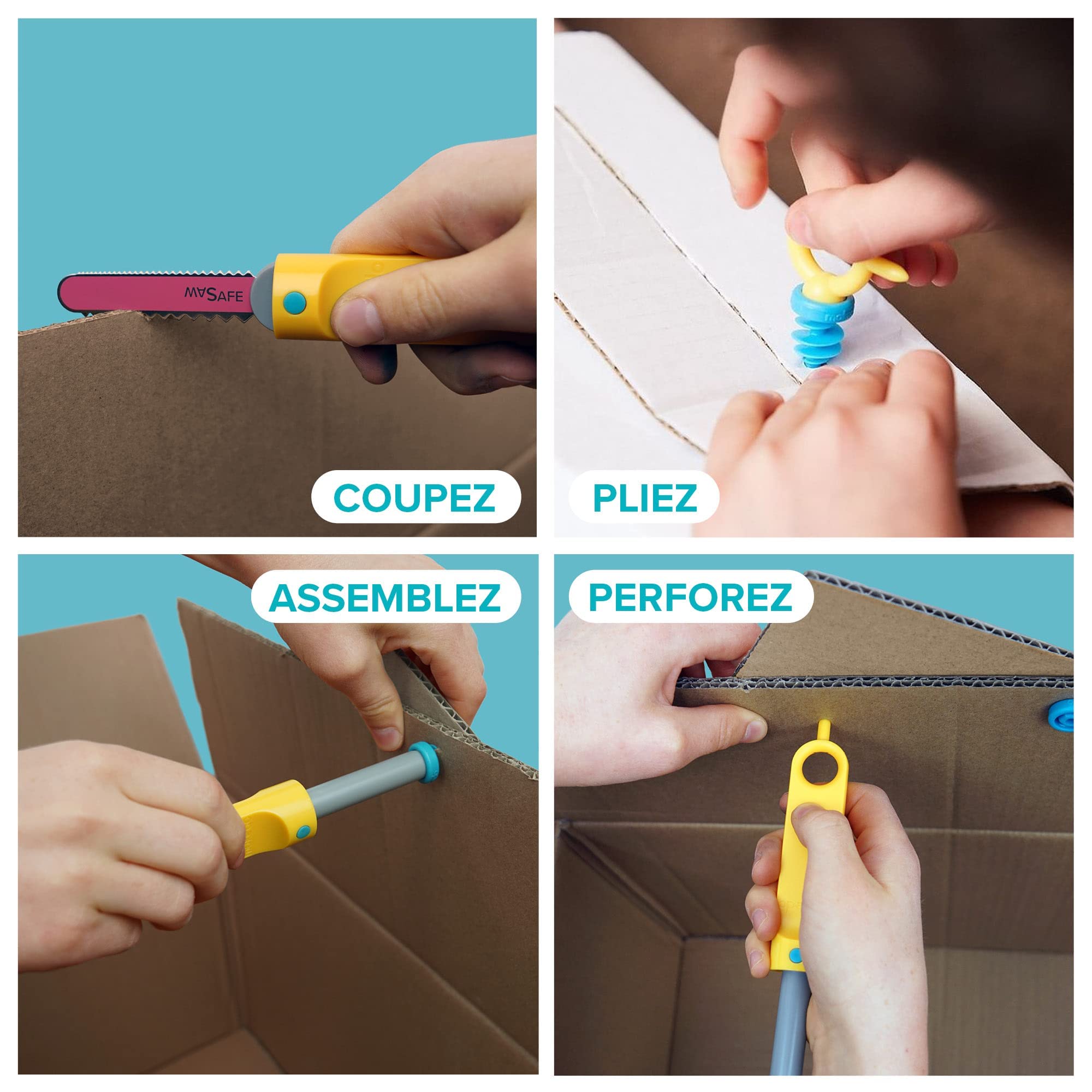 Makedo Explore Toolbox | Cardboard Construction Tools for Kids Age 5 ...