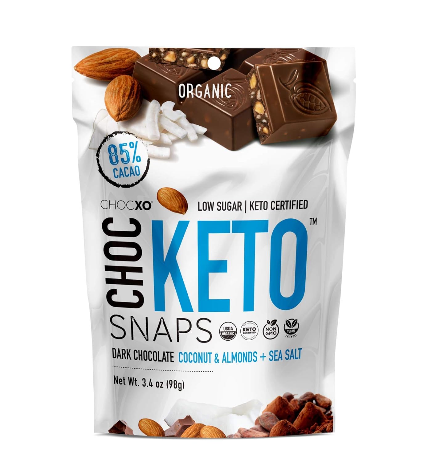 Amazon.com: ChocKETO Dark Chocolate Coconut Almond Keto Snaps (14.8-Oz Bag)