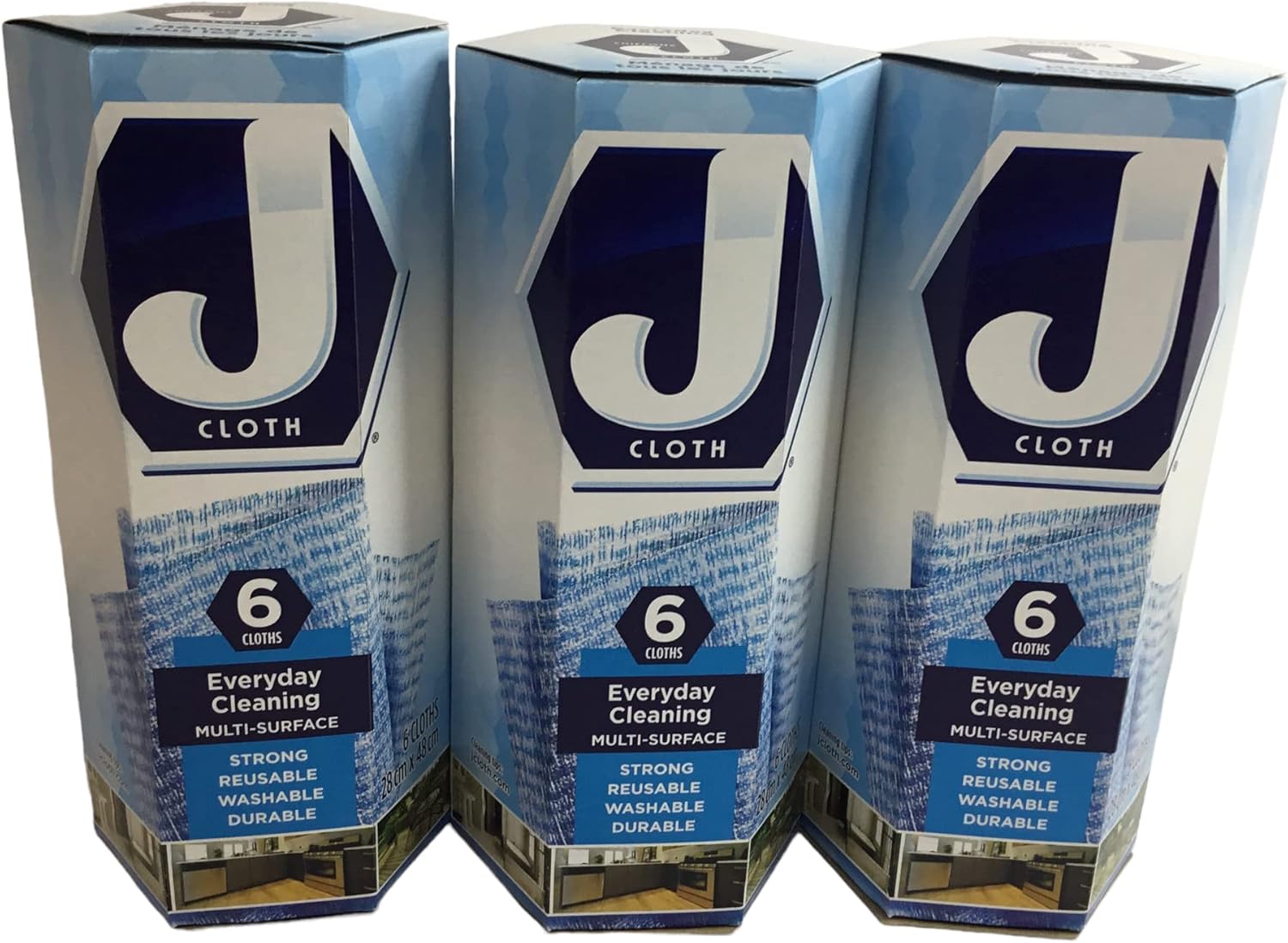 J Cloth Value Pack 3 x 6 Cloths for Everyday Cleaning on Multi-Surfaces ...