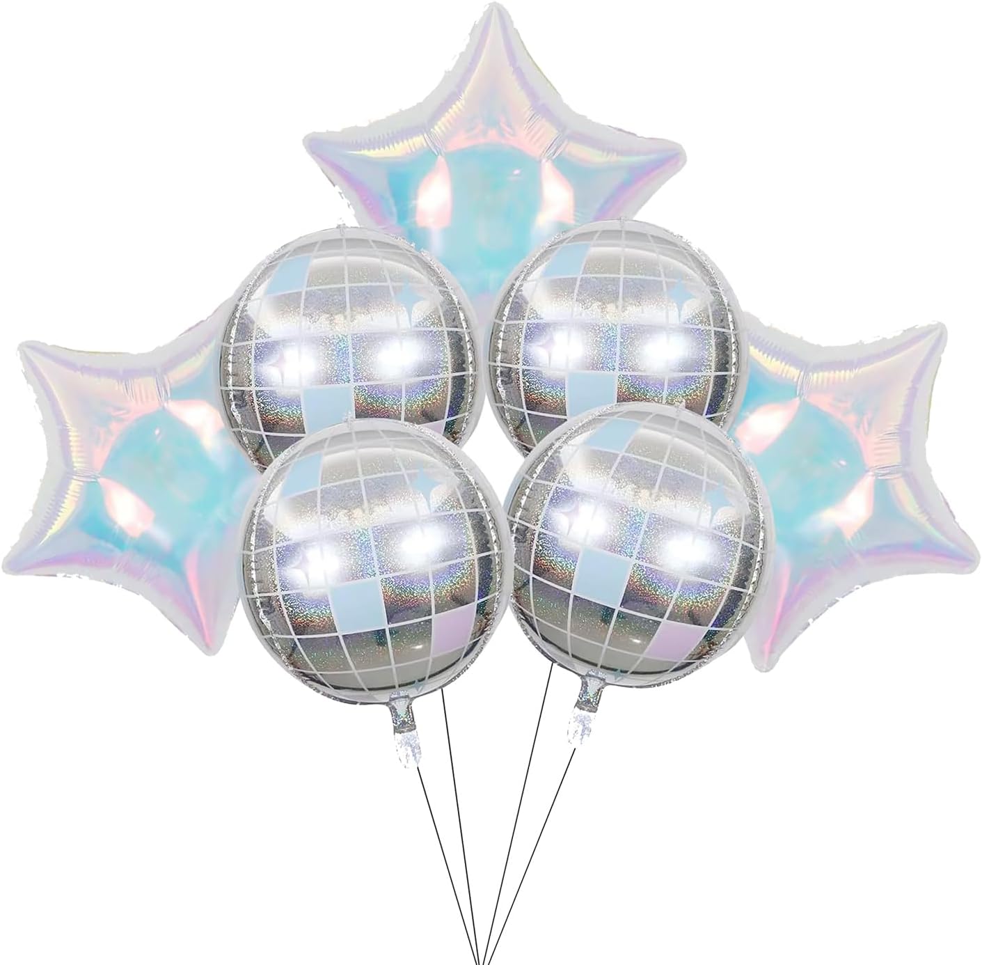Amazon.com: Iridescent Disco Party Foil Balloons With Clear Star ...