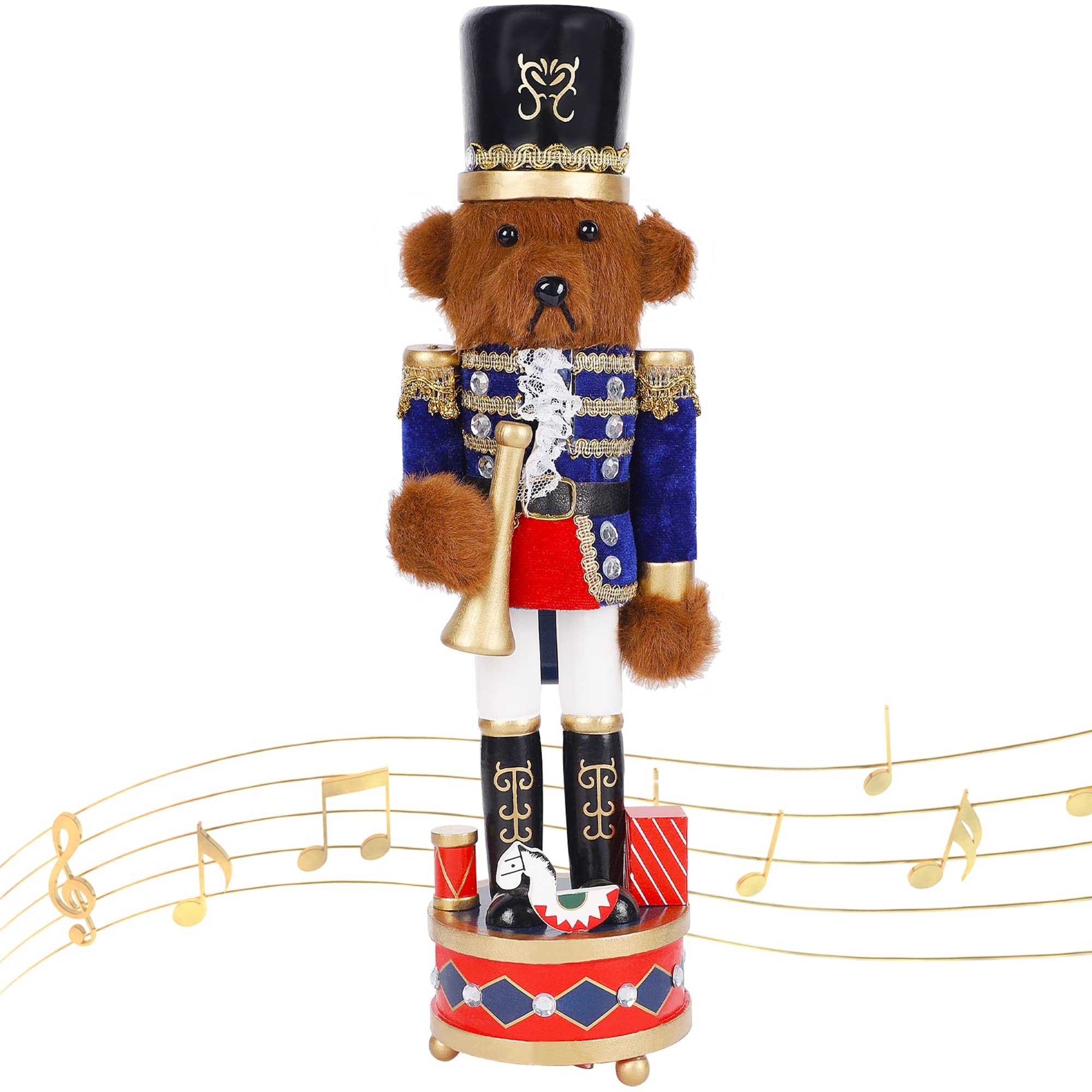 Joliyoou Christmas Nutcracker Figures, 14 Inch Wooden Nutcracker Bear ...