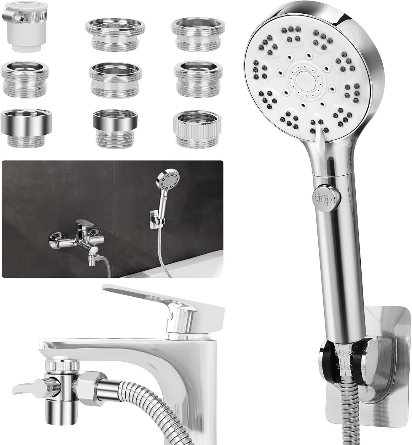 Bathtub Faucet Shower Head Sink with 79" Hose, Tub Faucet Sink Hose ...