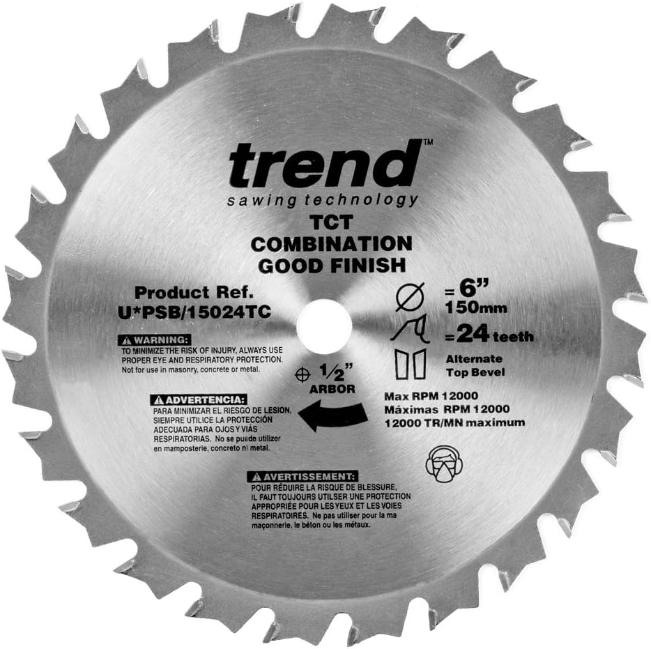 Trend PSB/15024TC Professional Saw Blade 6-Inch by 24 Tooth 1/2-Inch ...